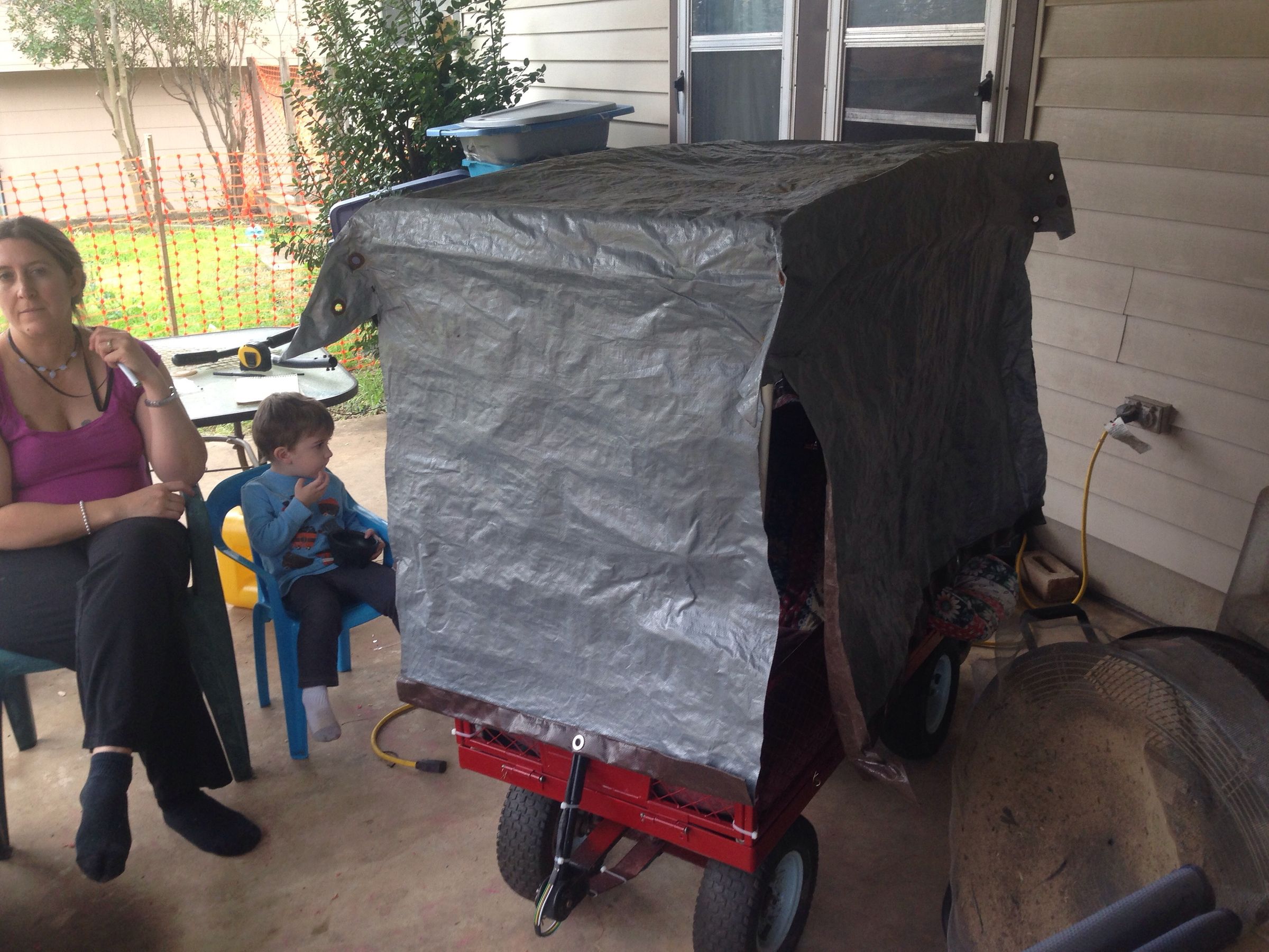 Self Propelled Kiddo Chariot From Old Garden Wagon and Mobility Scooter ...