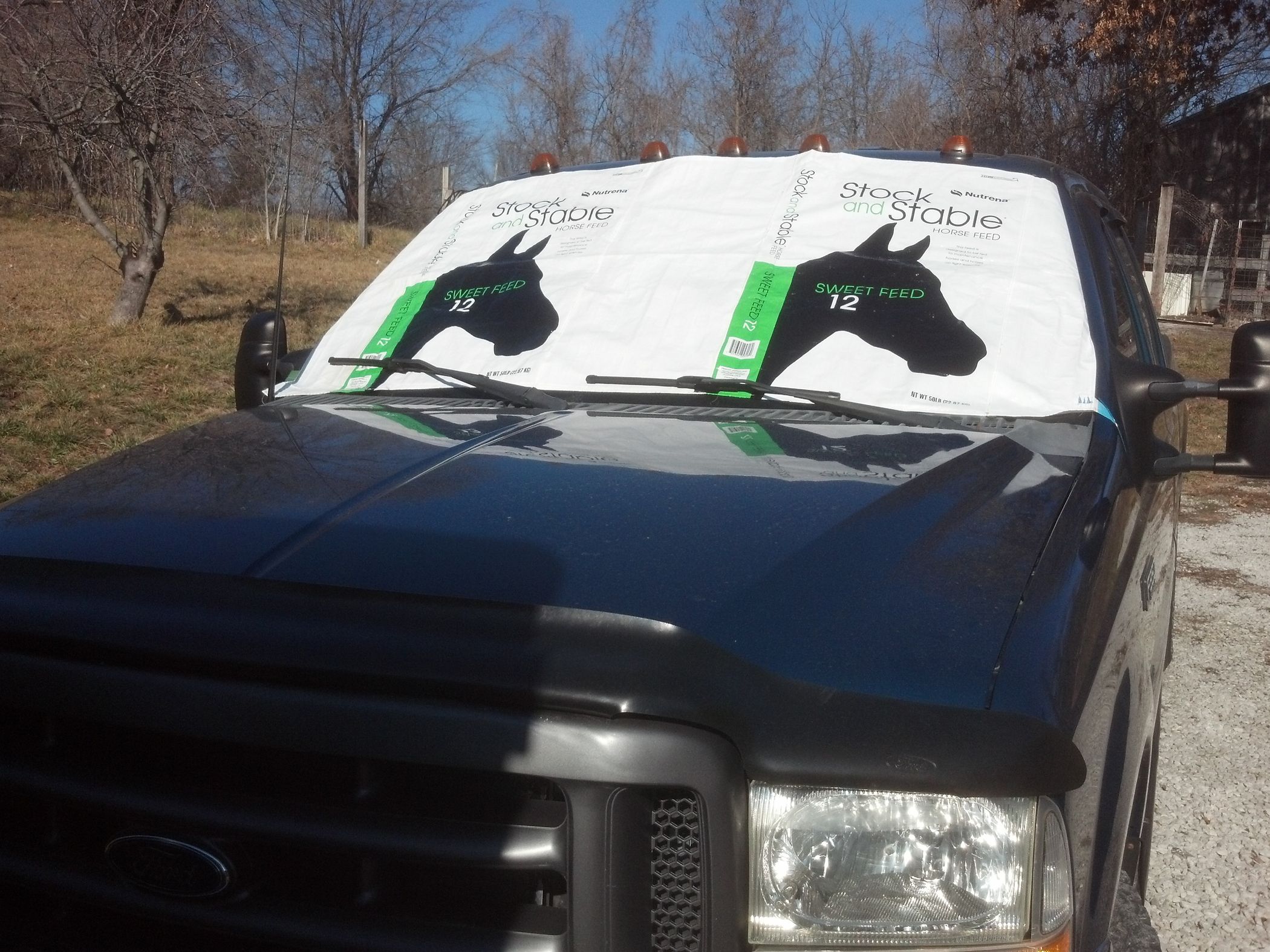 DIY WindShield Protector From Snow & Sun Using Feed Sacks : 7 Steps ...