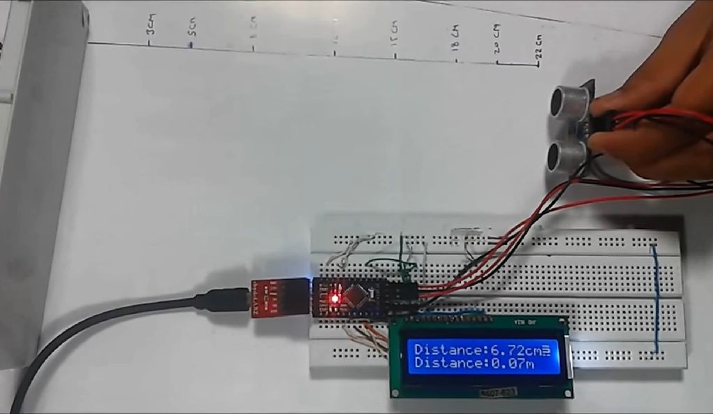 Measuring Distance With Ultrasonic Sensor Using Arduino And Printing On A 1602 Lcd Display 5 Steps