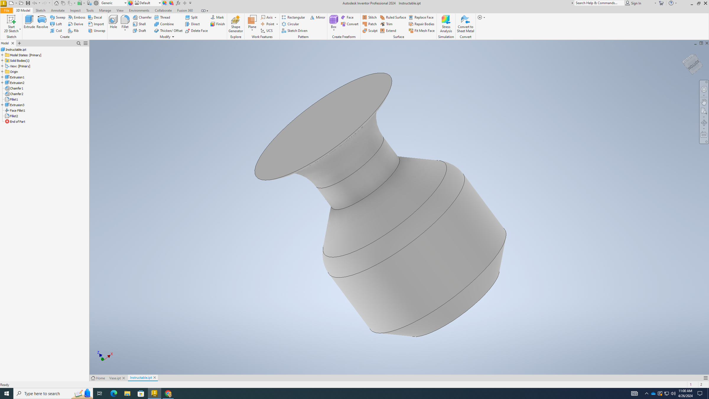 Simpe Vase for Flowers Made With Autodesk Inventor : 12 Steps ...