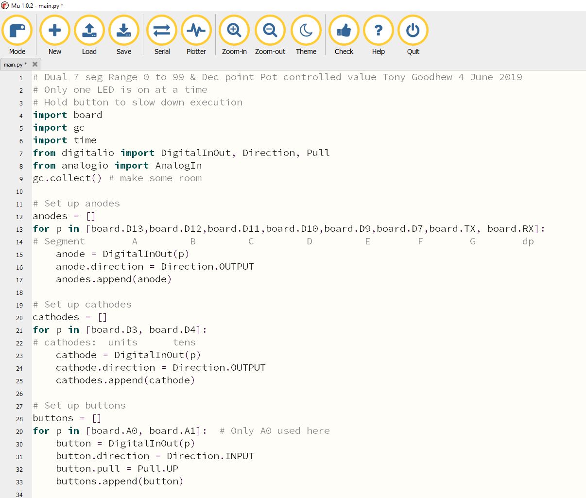 Dual 7-segment Displays Controlled by Potentiometer in CircuitPython ...