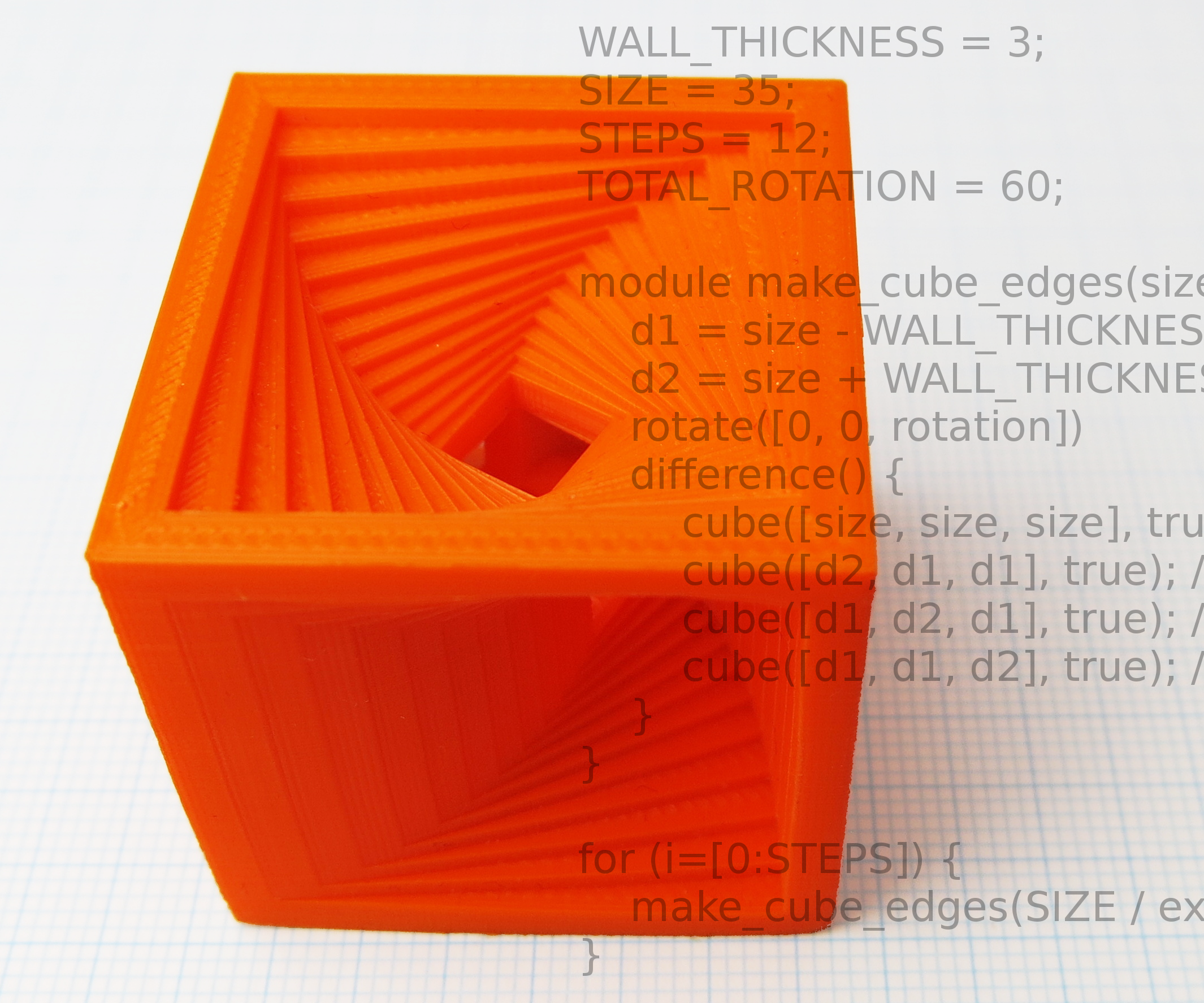 OpenSCAD Tutorial: Spiral Cube : 12 Steps (with Pictures) - Instructables