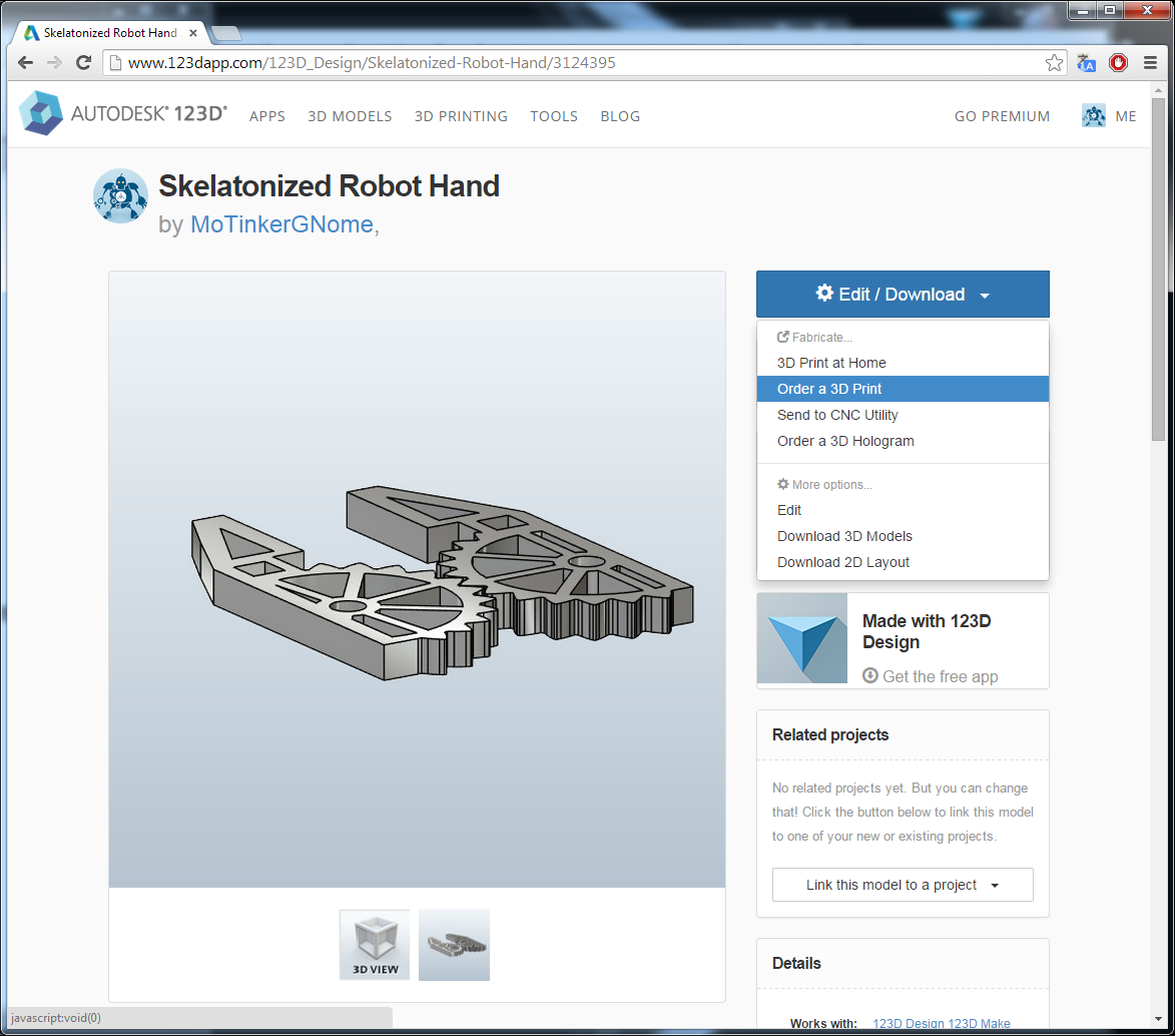 Print a Robot Pincer, From Software Installation - Ordering a Print ...