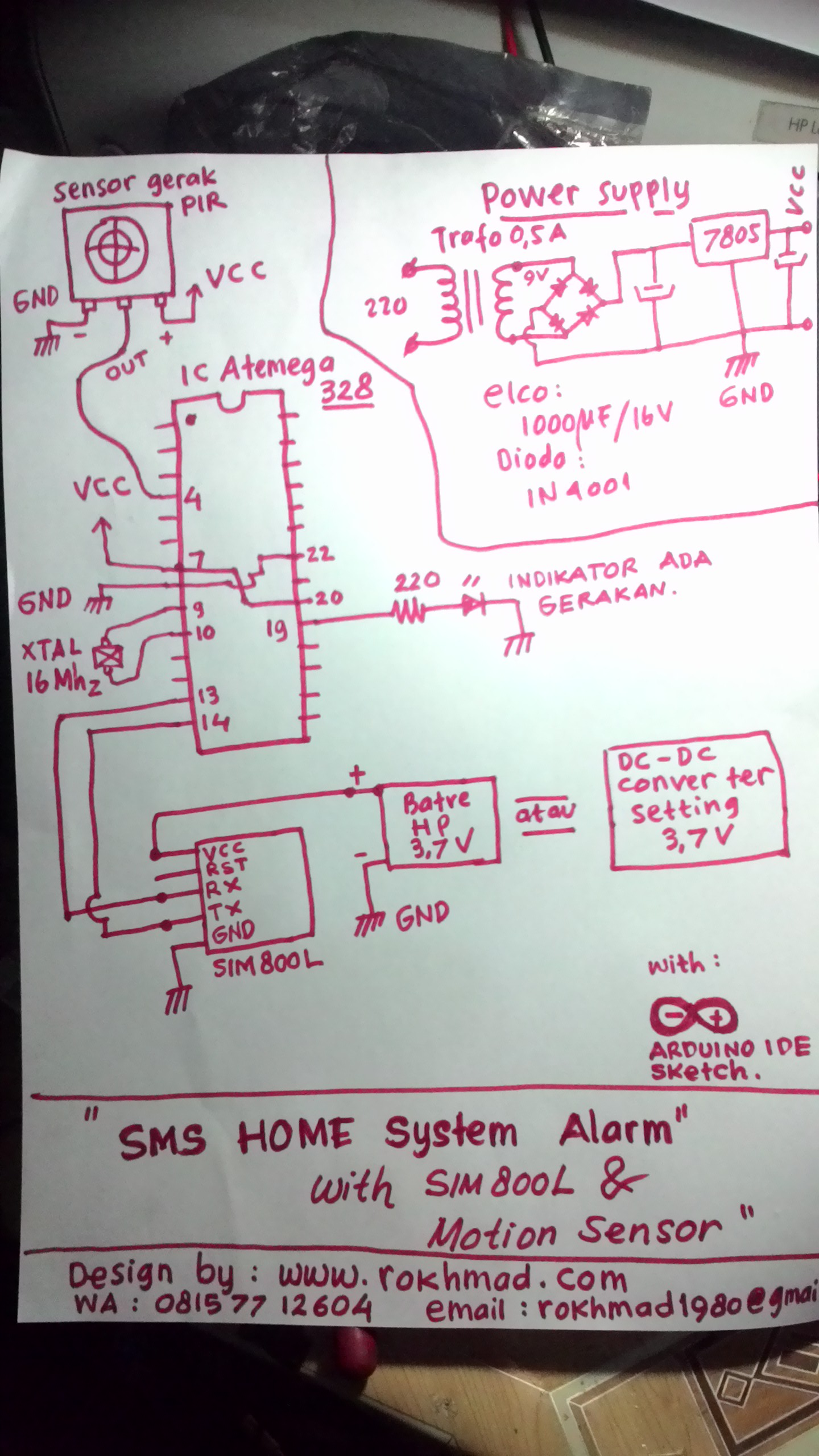 SMS System Alarm Using Sim 800L, Motion Detector and Atmega 328 : 5 ...