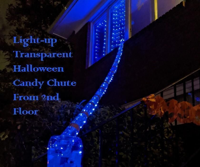 Glowing Halloween Candy Chute From 2nd Floor: Transparent Slide and ...
