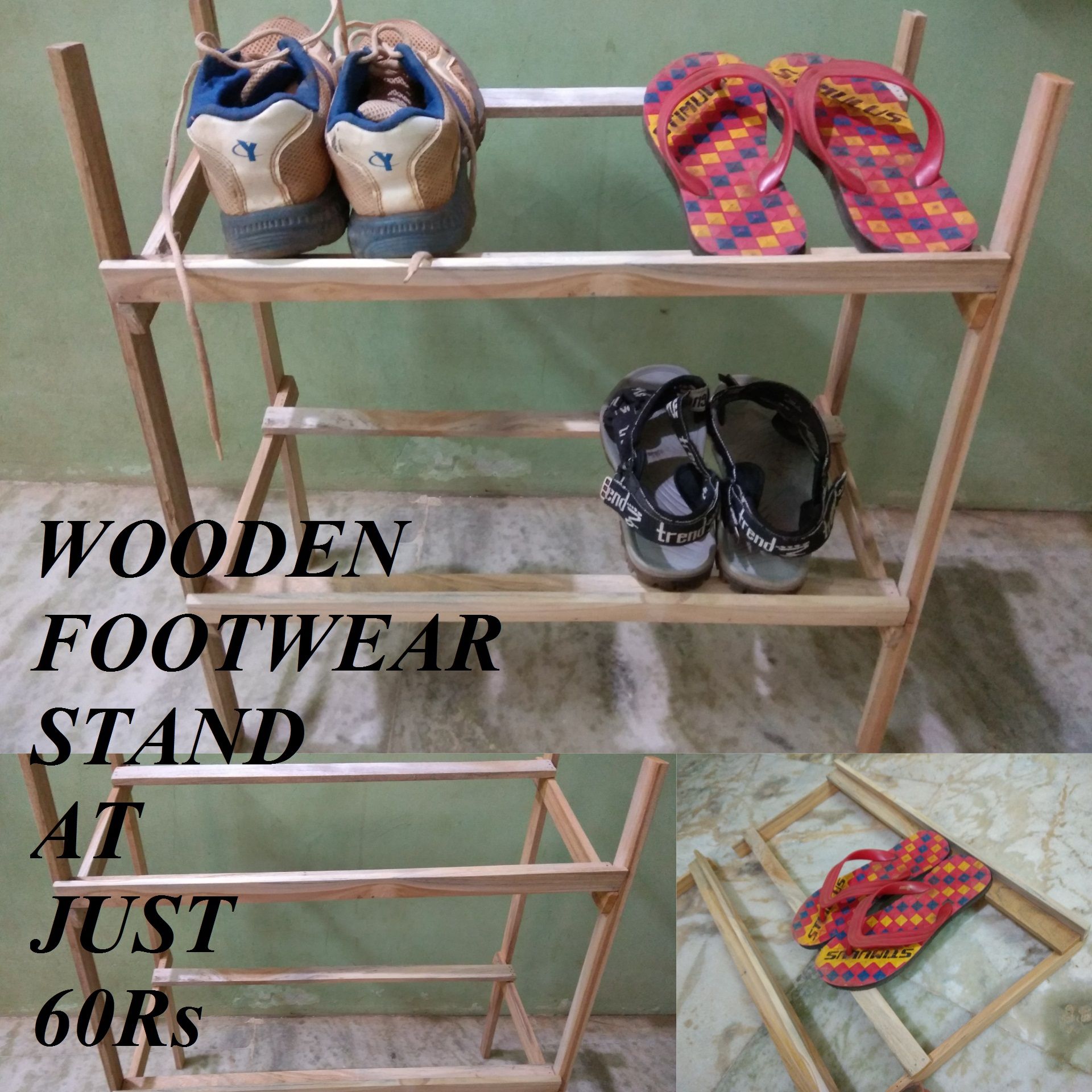 WOODEN FOOTWEAR STAND AT JUST 60.Rs or 1$ : 6 Steps (with Pictures ...