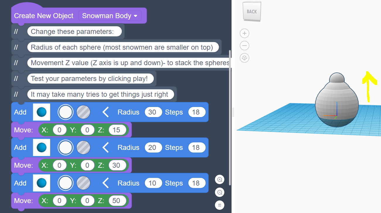 TinkerCAD Codeblocks Snowman Challenge : 3 Steps (with Pictures ...