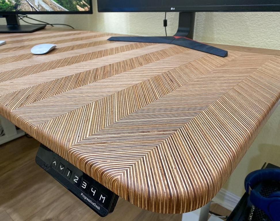 Chevron Pattern Plywood Corner Desk (motorized) : 10 Steps (with ...