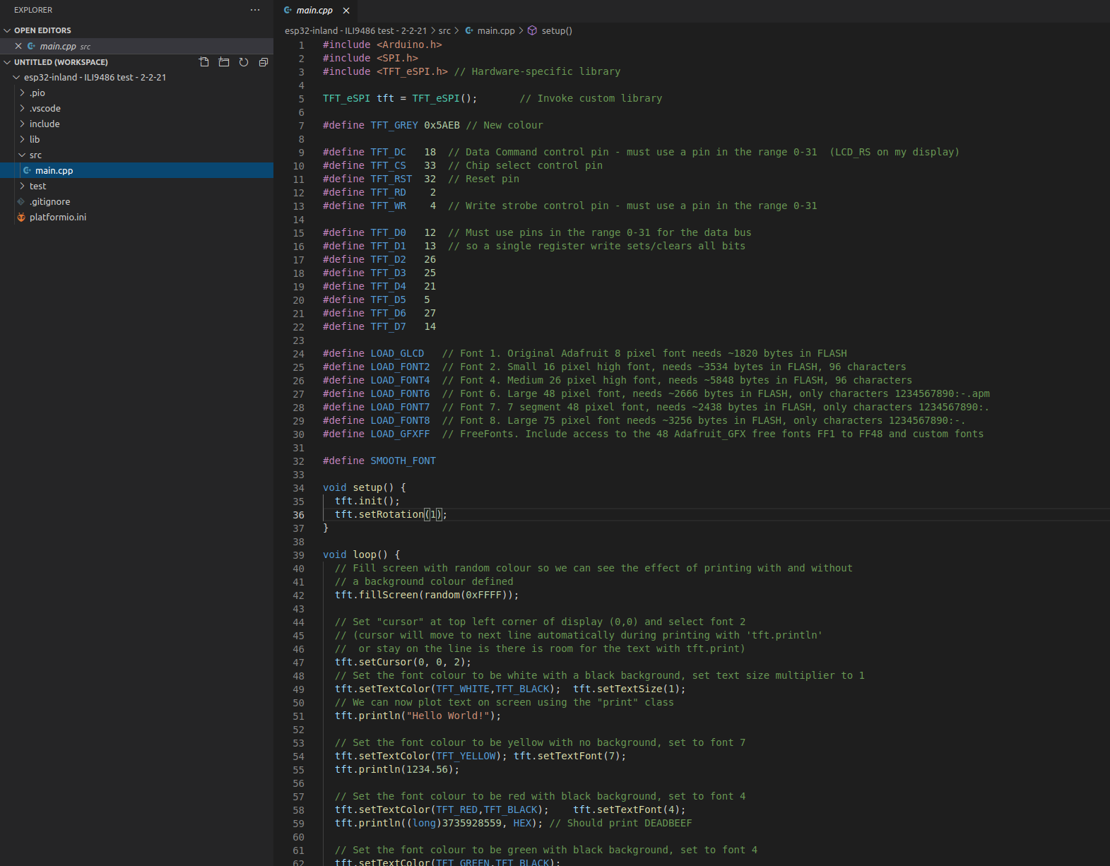 ESP32 and ILI9486 Display - PlatformIO : 5 Steps - Instructables