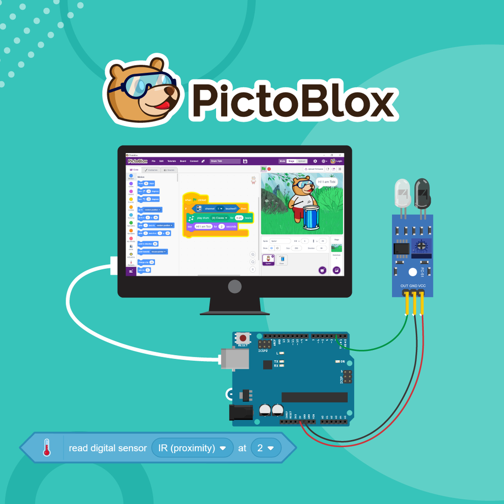 Interface Sensors To Arduino Board Using Pictoblox Scratch Blocks