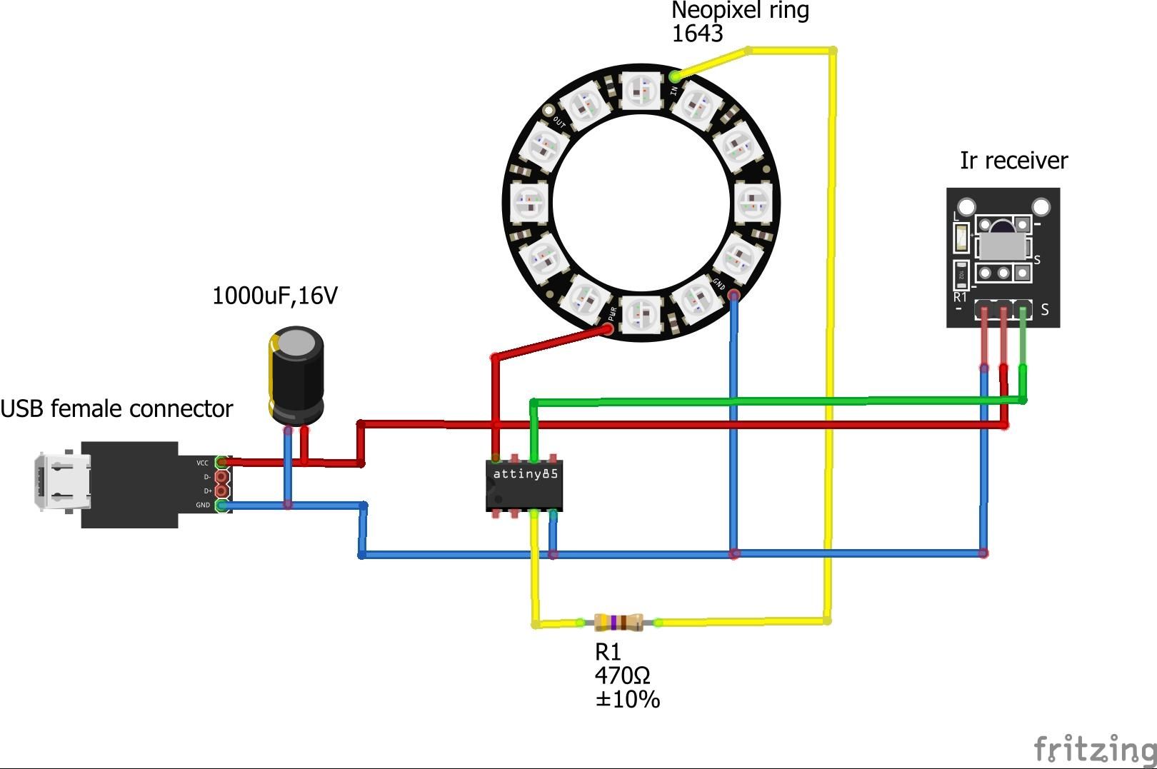 Lighting a NeoPixel Ring or NeoPixel Stick With IR Receiver and Remote ...