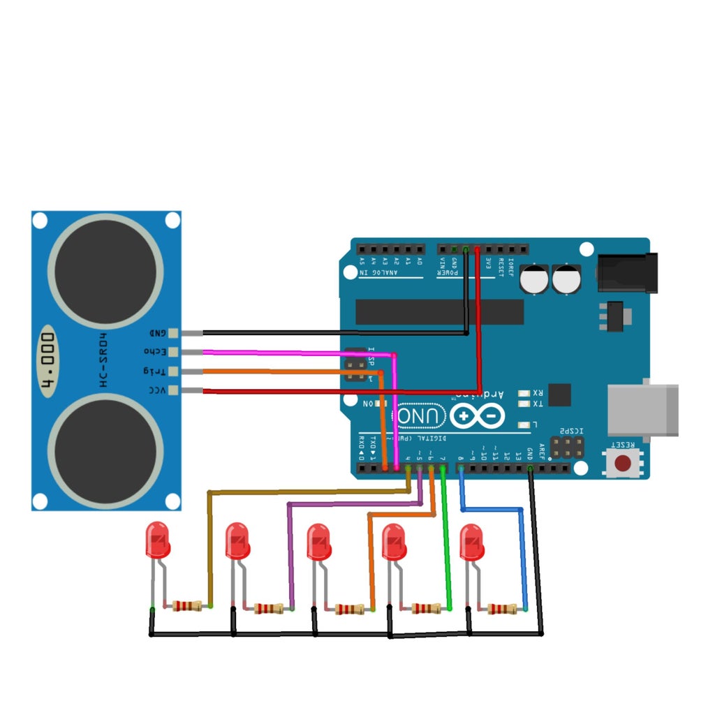 Arduino Distance Indicator Arduino Ultrasonic Sensor Led 3