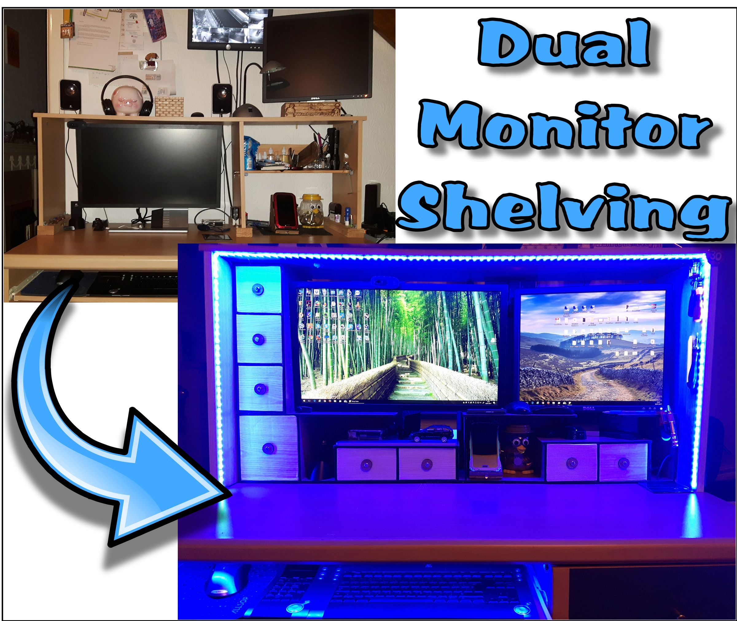 Dual-monitor Shelving Made Out of Spare Laminate Flooring : 7 Steps ...