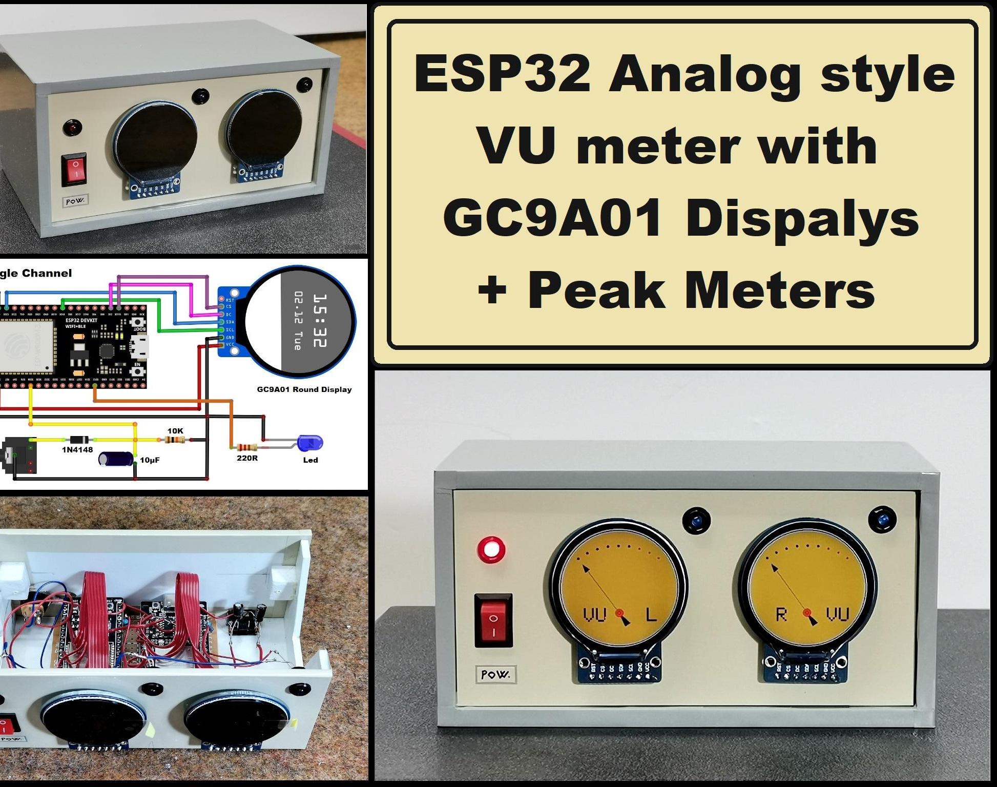 ESP32 Analog Style VU Meter With GC9A01 Round Dispalys + Peak Meters : 4 Steps - Instructables