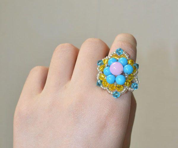Pandahall Tutorial on How to Make a Handmade Beaded Flower Ring for ...