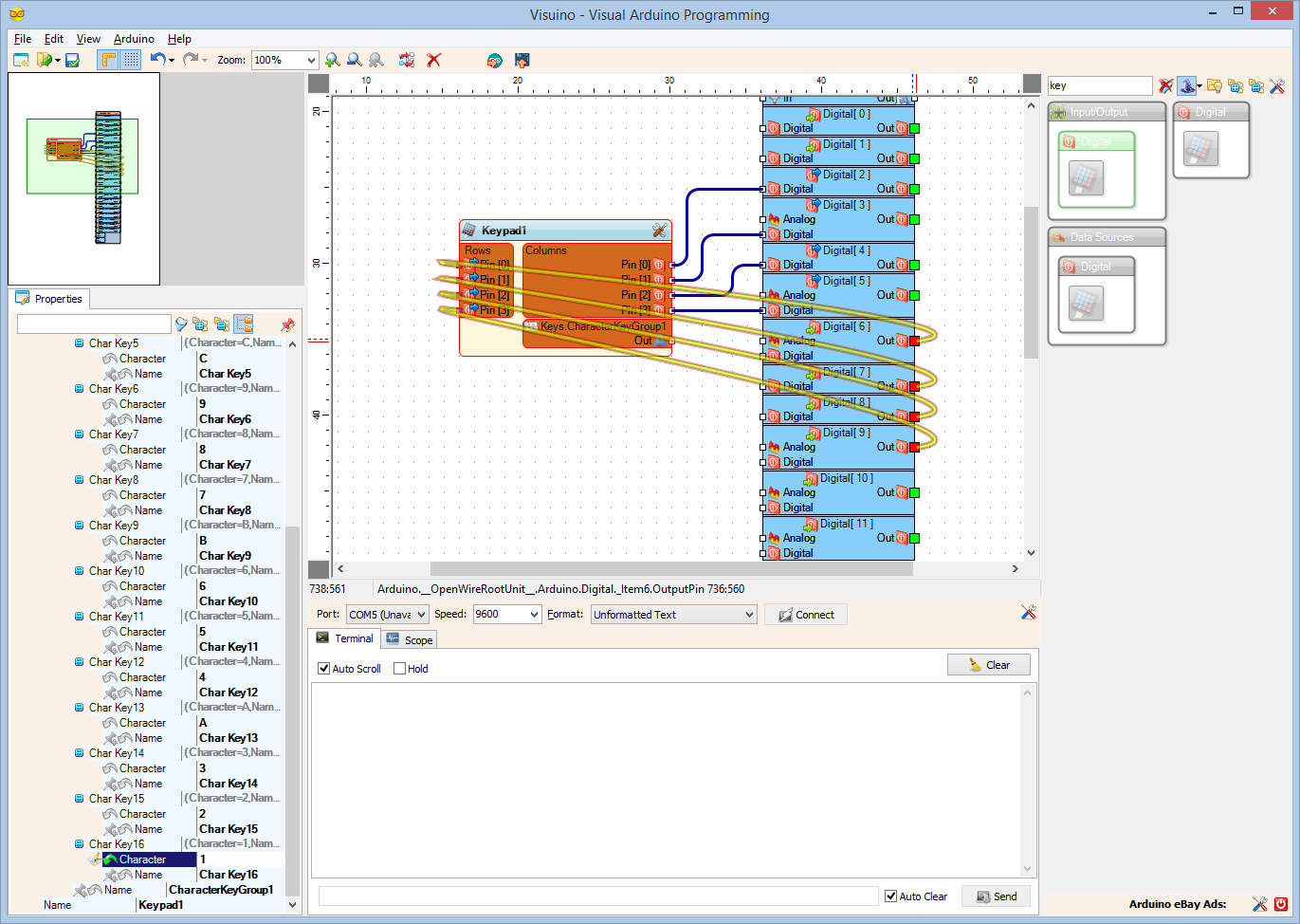 Arduino Nano: Matrix Keypad With Visuino : 10 Steps (with Pictures ...