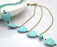 DIY Beaded Chain Necklace With Bronze Chains and Turquoise Beads : 4 ...