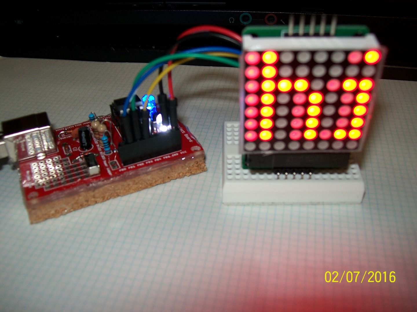 V-USB ATtiny85 Project Board and an 8x8 Red LED Matrix Display : 10 ...