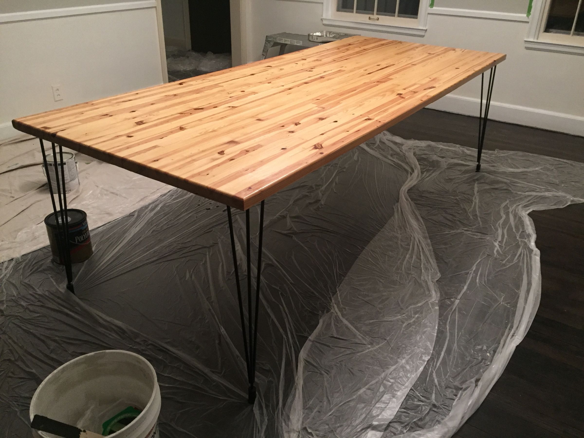 Dining Room Table From Reclaimed Wall Studs : 9 Steps (with Pictures ...