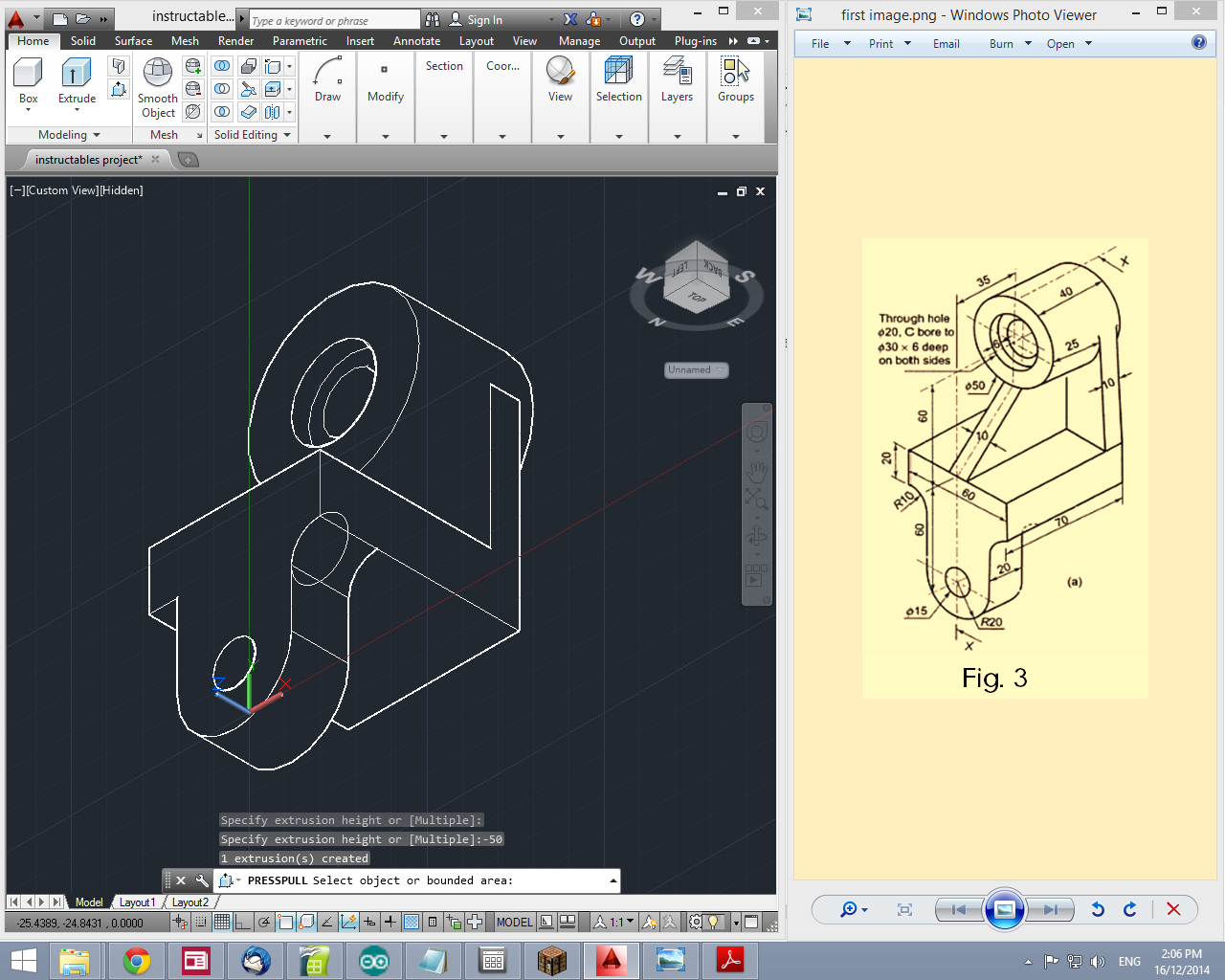 Modeling a 3D Object in AutoCAD 2014 : 10 Steps (with Pictures ...