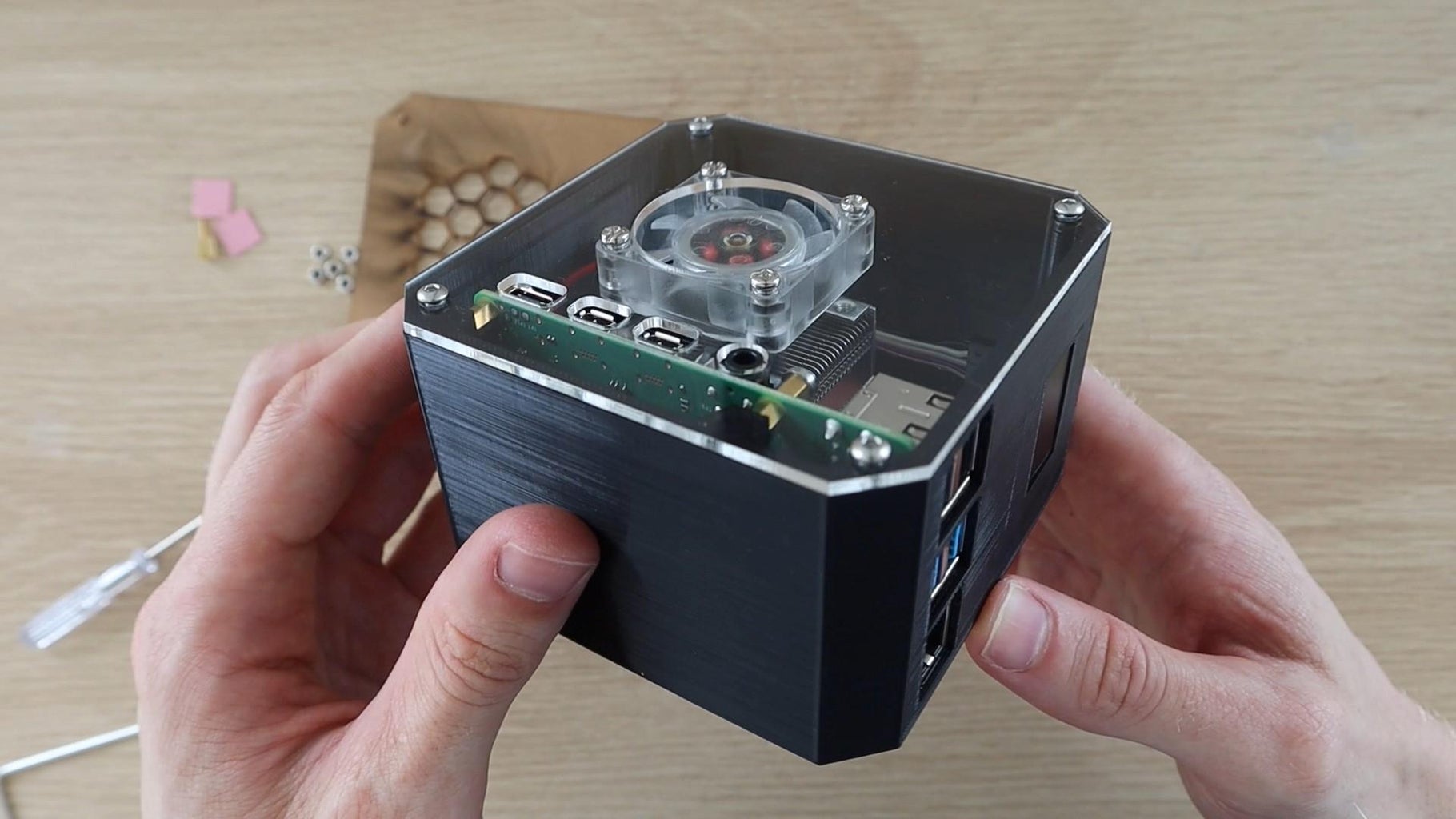 Diy Raspberry Pi Desktop Case With Stats Display 9 Steps With Pictures Instructables