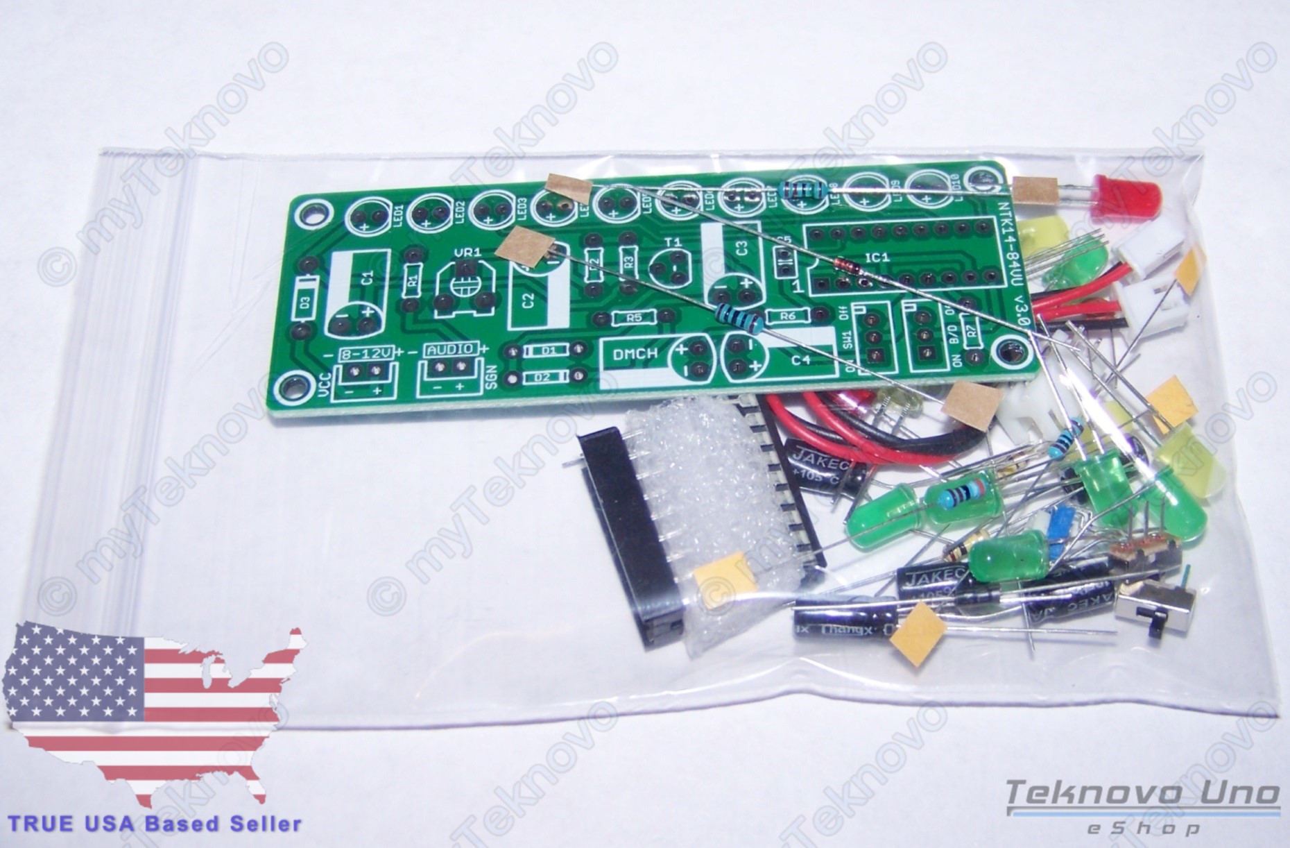 LM3915 DIY KIT Audio Sound LED VU Level Meter V3.0 Custom PCB ...