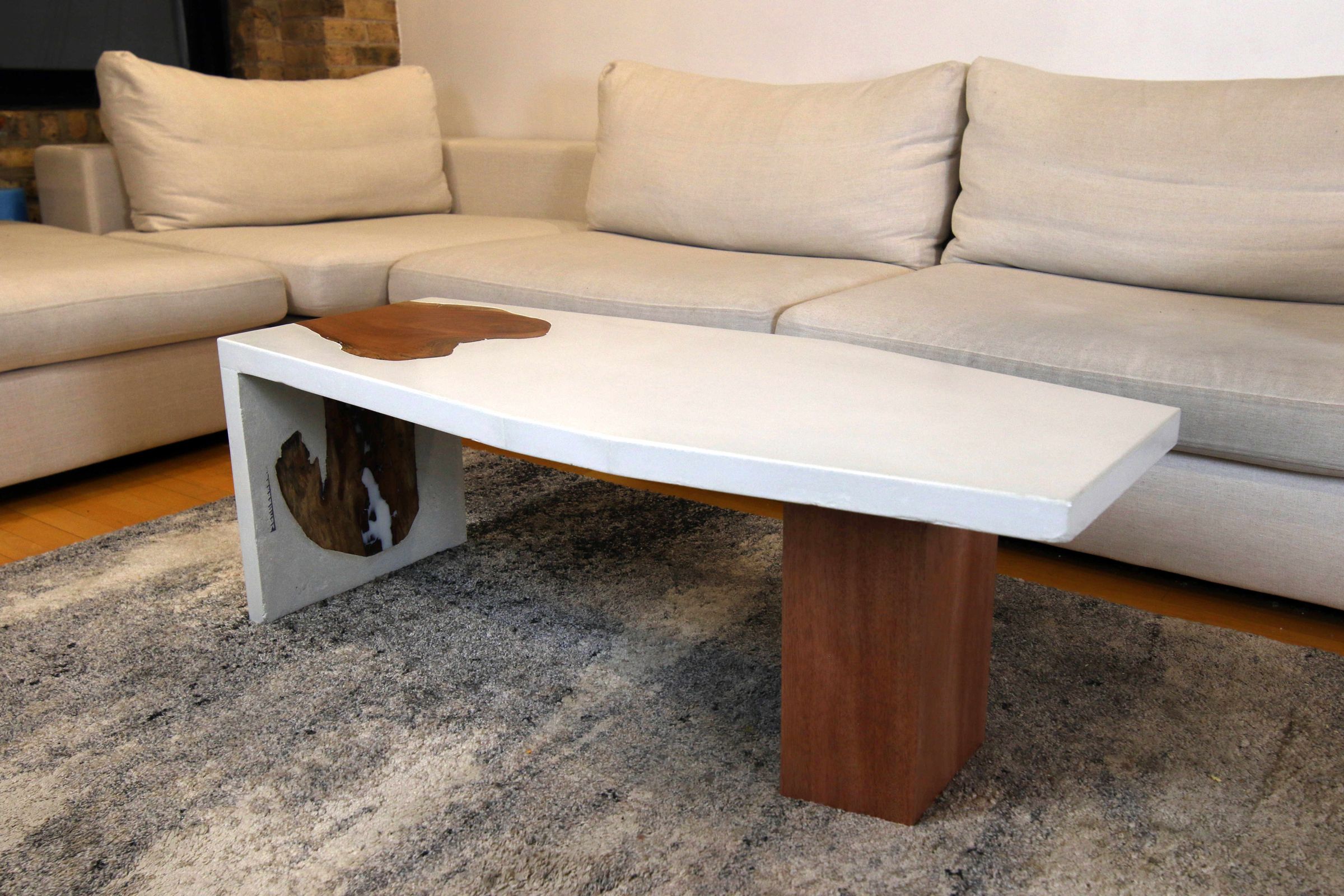 White Concrete & Live-Edge Waterfall Table : 10 Steps (with Pictures ...