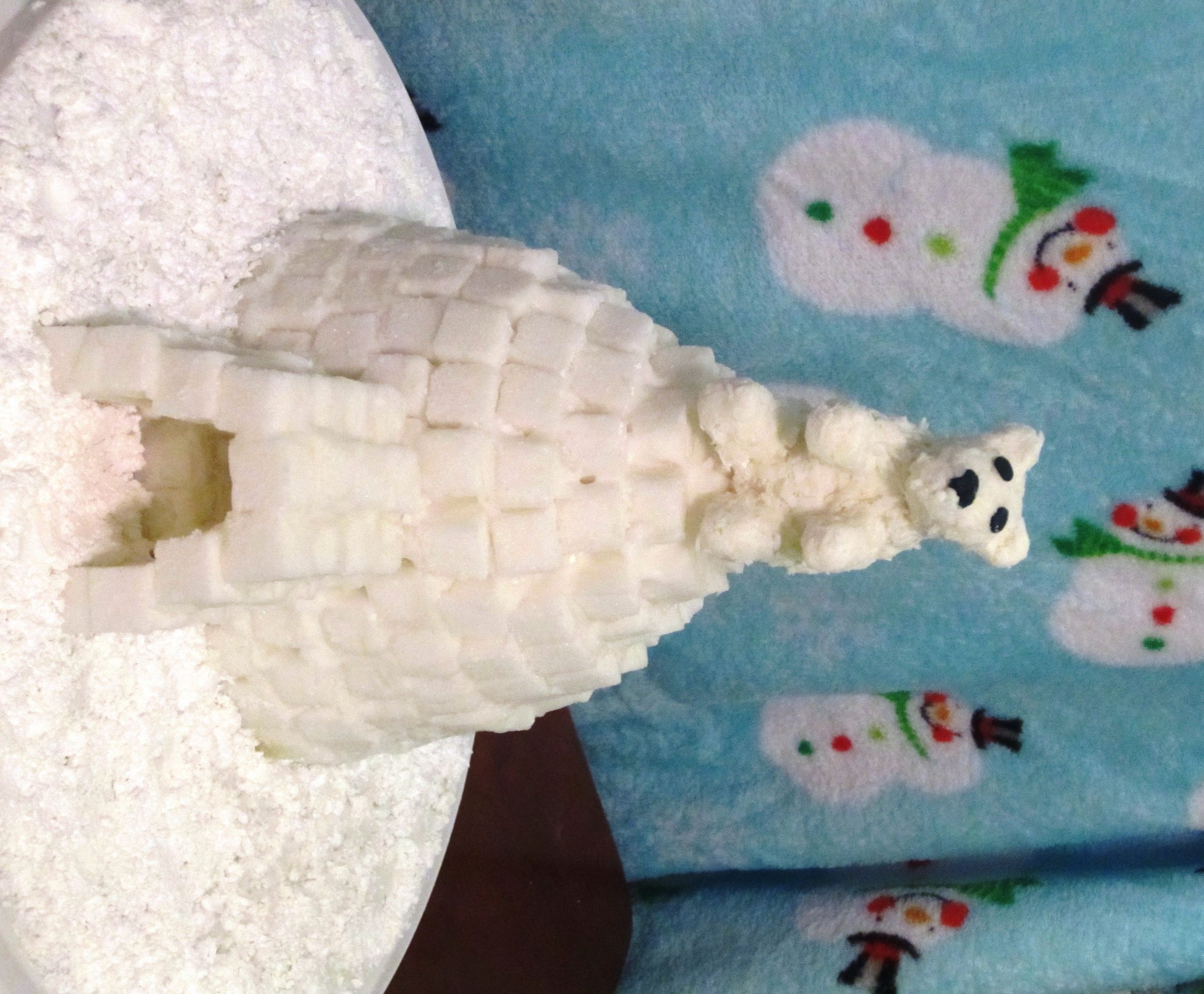 Edible White Chocolate-Coconut Polar Bear on Sugar Cube Igloo Sculpture ...