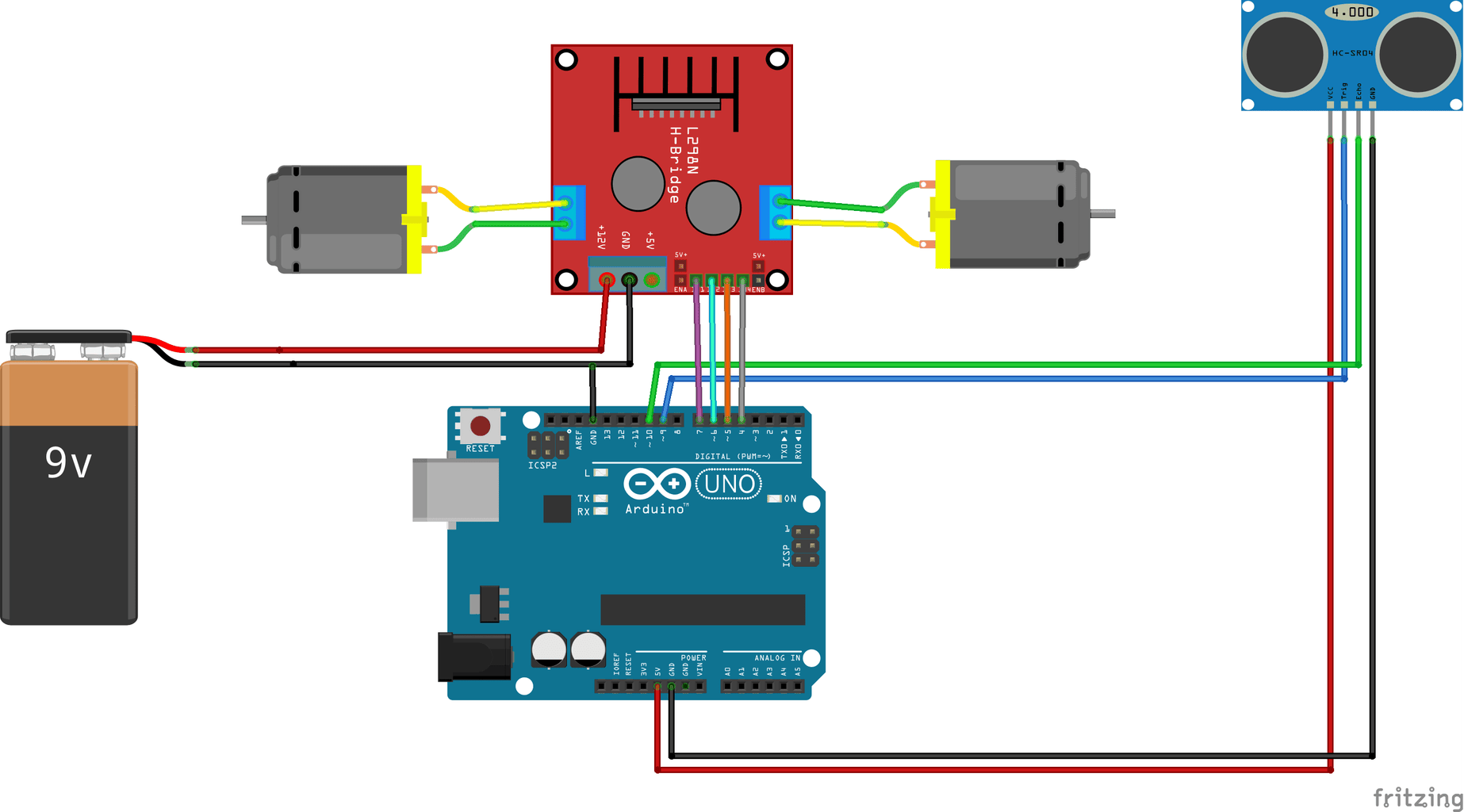 Obstacle Avoiding Robot Using L298n Motor Driver 5 Steps Instructables