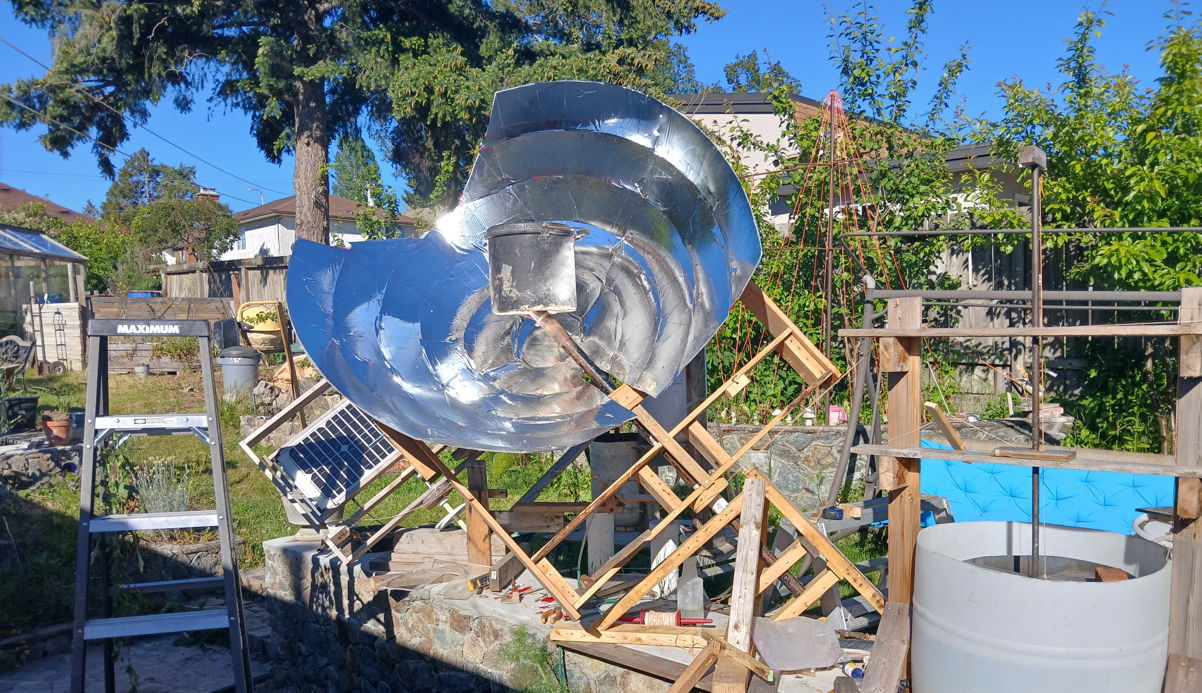 Tracking Solar Cooker Project 2023 and 2024. Solar Cooked Soil, Mulch ...