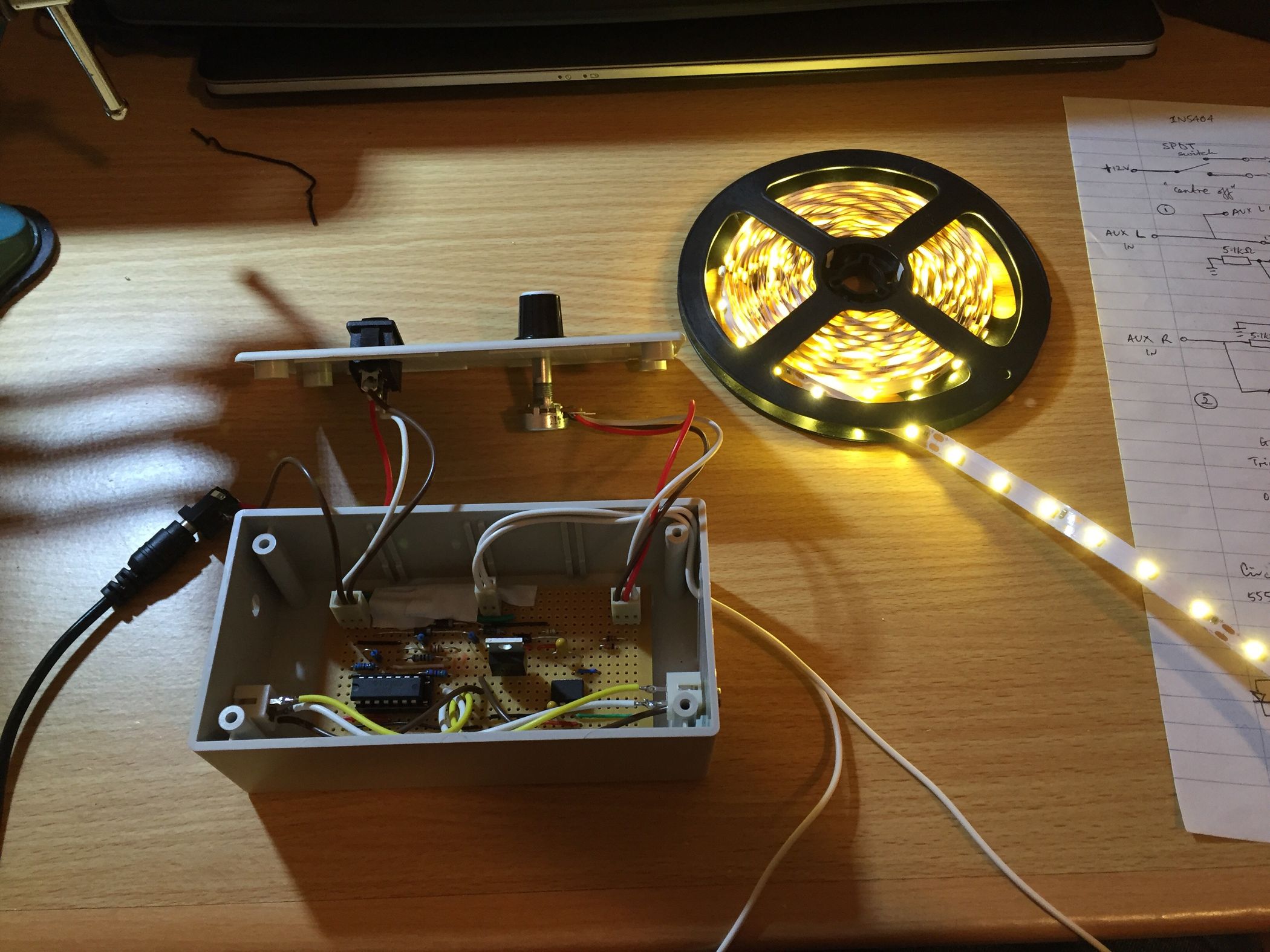 LED Strip Control With Dimmer and Audio Pulsing Circuits : 10 Steps ...