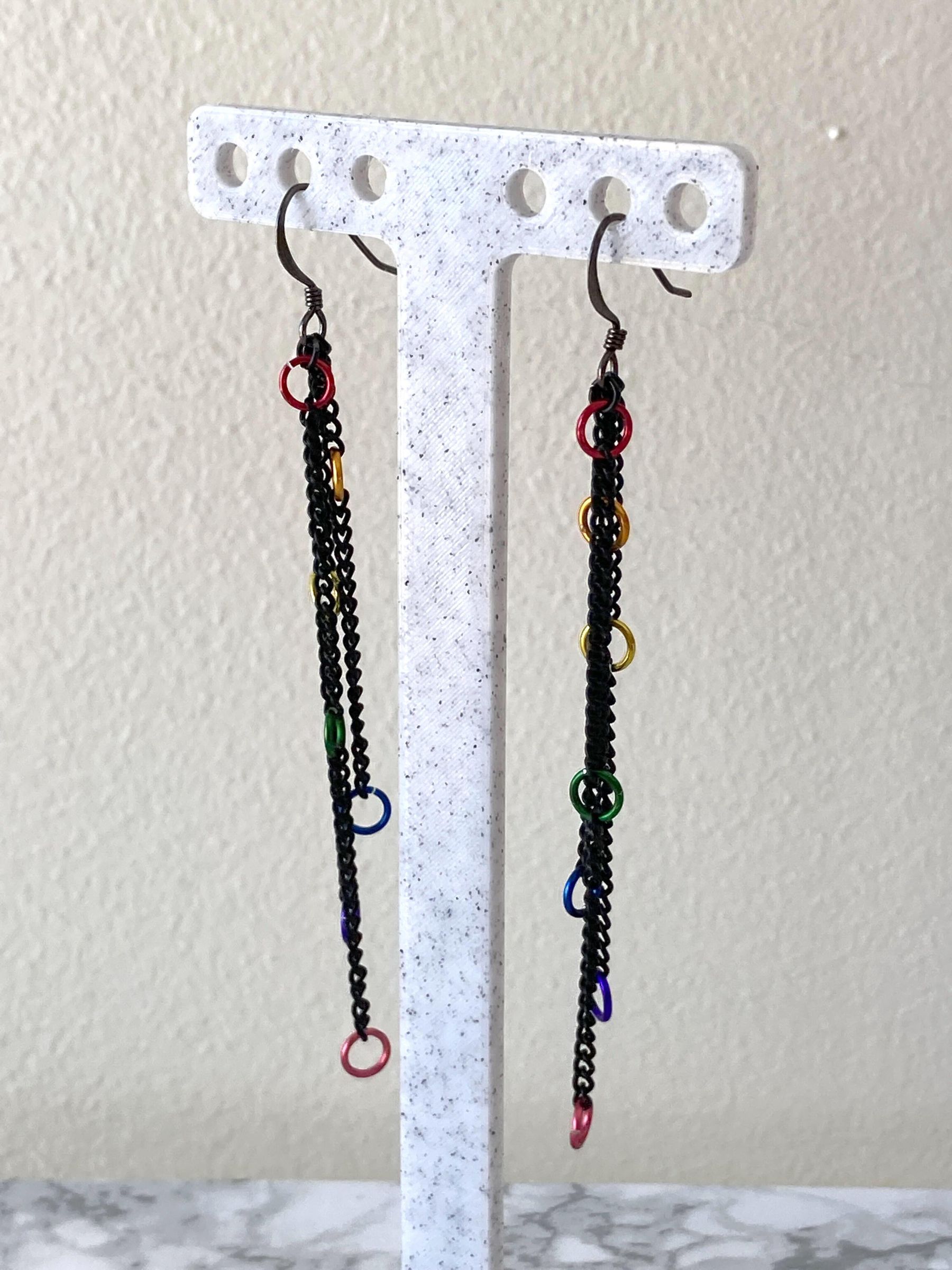 Dangle Rainbow Jump Ring and Chain Earrings : 4 Steps (with Pictures ...