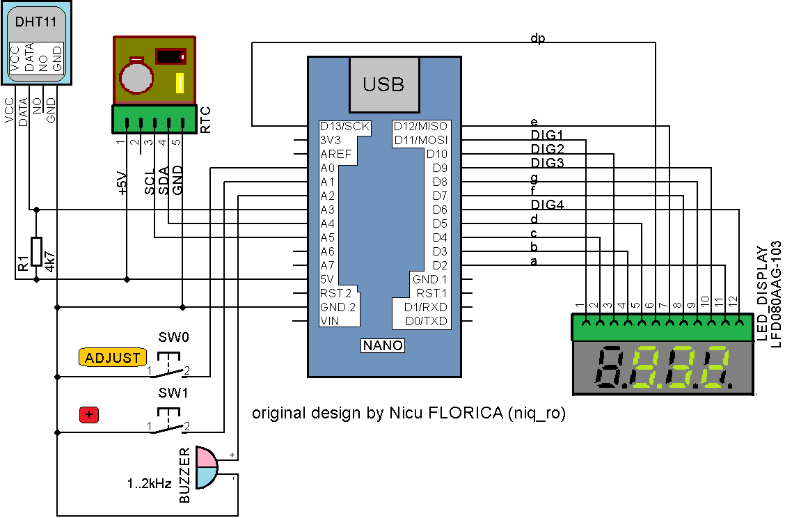 4-digit 7-segment Led Clock With Manual Adjust & Alarm, Thermometer ...