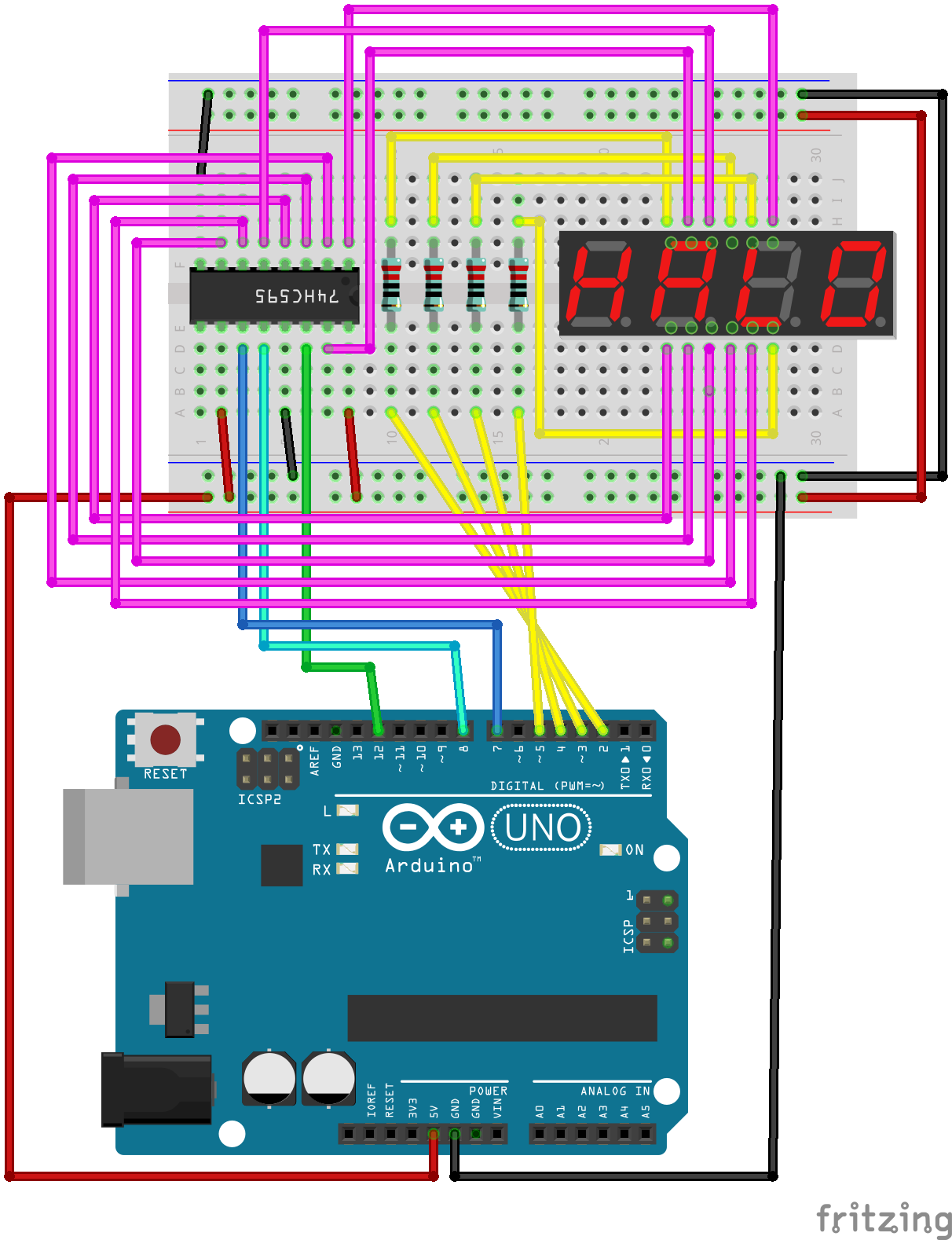 Temperature Displayed on 4 Digit 7 Segment (common Anode) : 4 Steps ...
