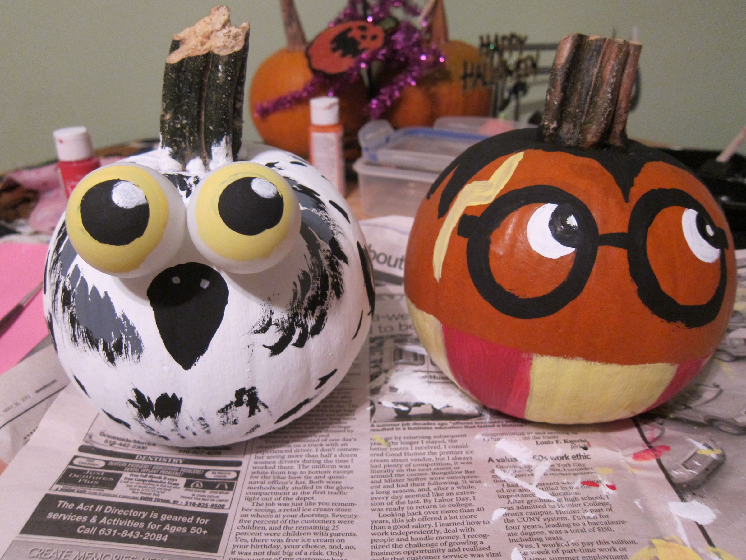 Painted Owl Pumpkins