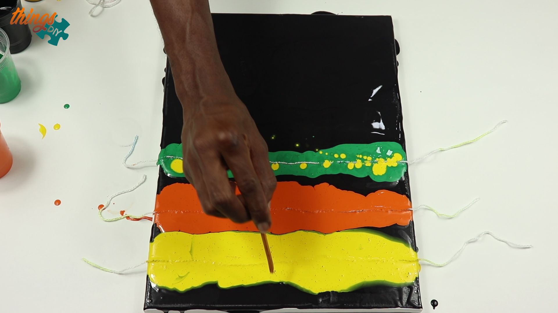 Acrylic Pouring String Pull Abstract Flower Painting : 5 Steps ...