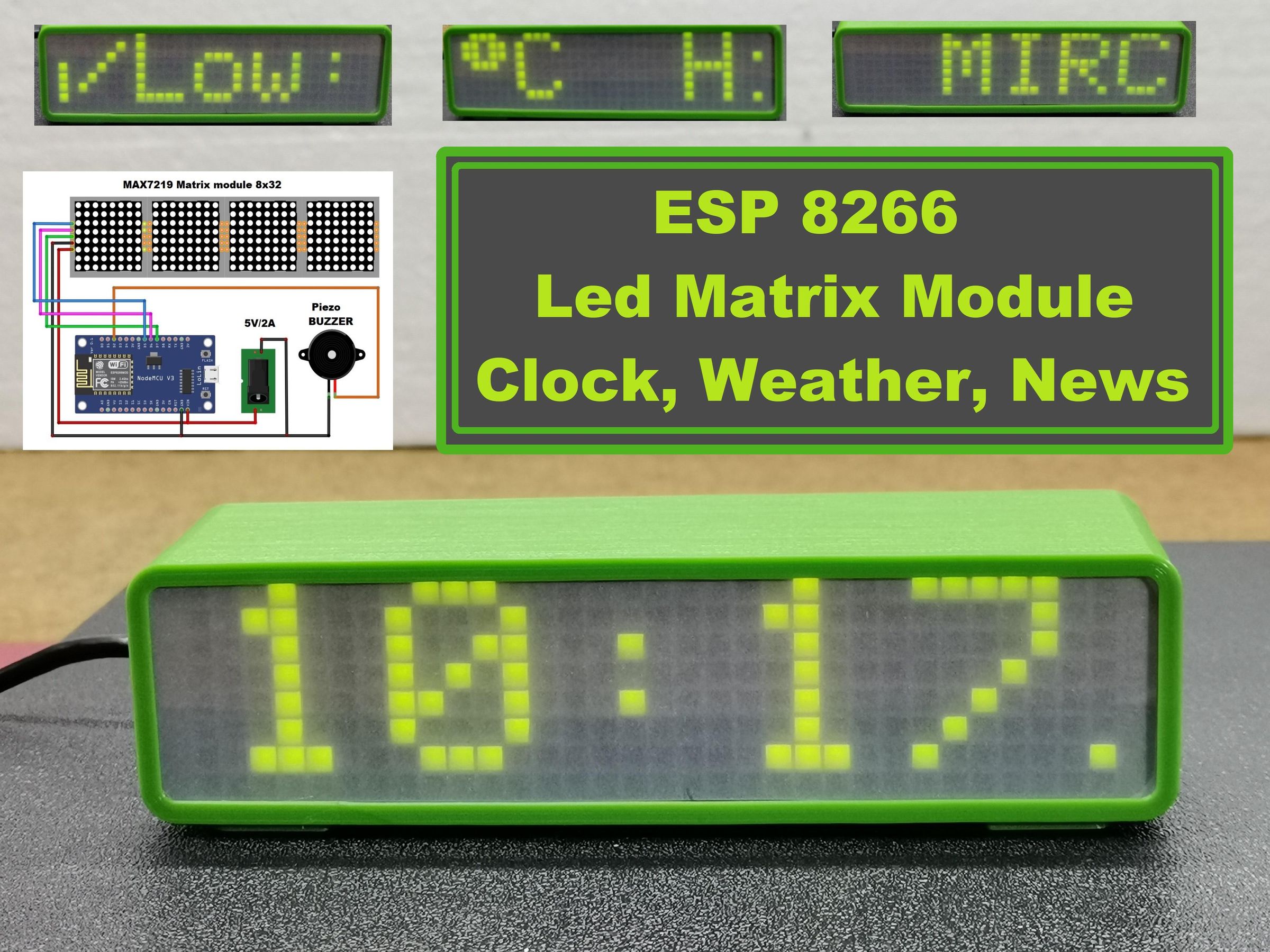 ESP8266 Led Matrix Clock, Weather, News, Bitcion ... : 4 Steps - Instructables