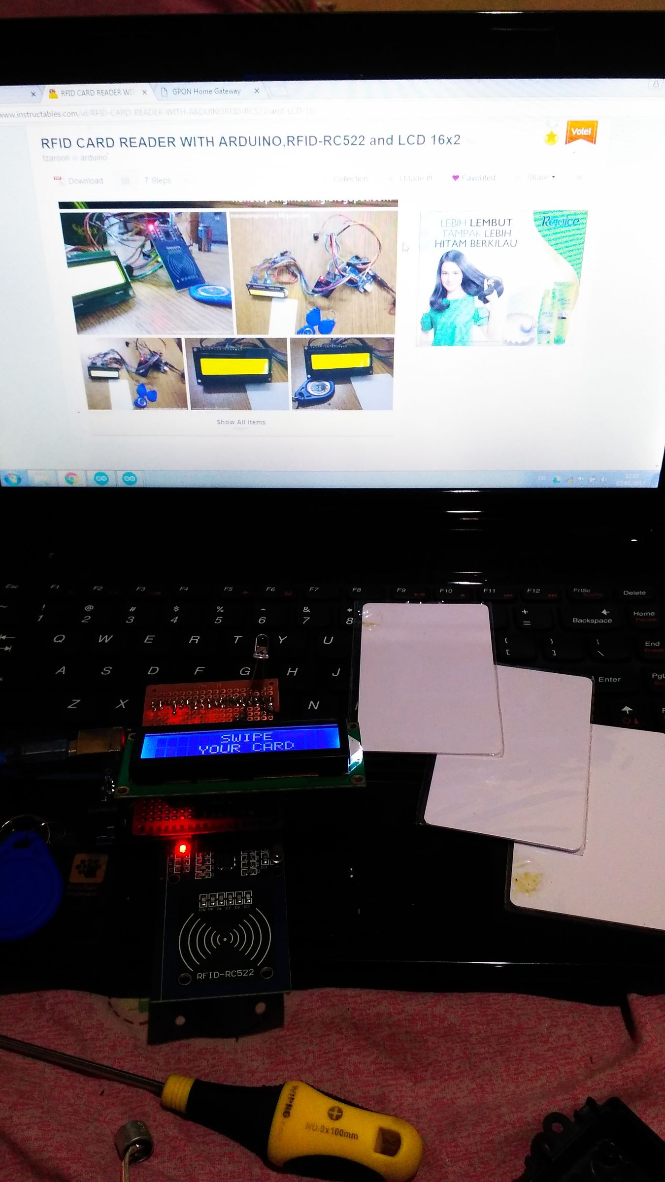 RFID CARD READER WITH ARDUINO,RFID-RC522 and LCD 16x2 : 7 Steps (with ...
