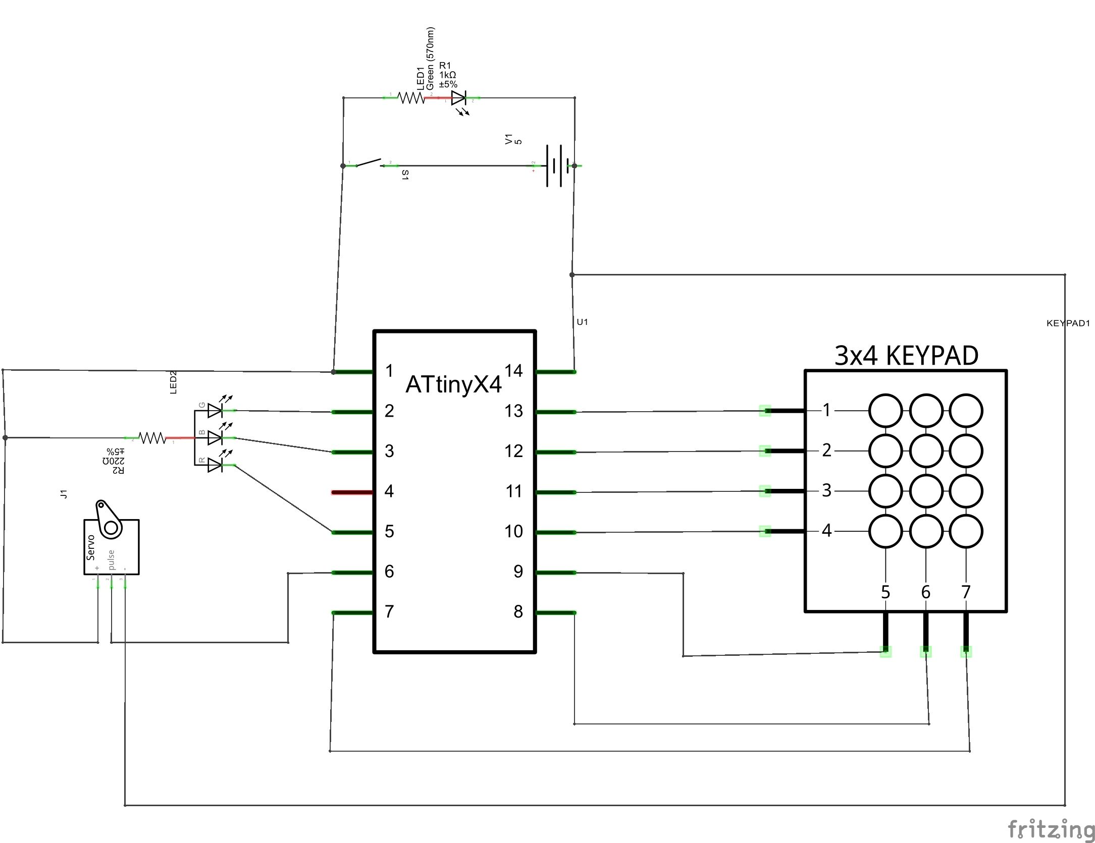 Keypad Lock With Servo Using ATtiny84 : 7 Steps - Instructables