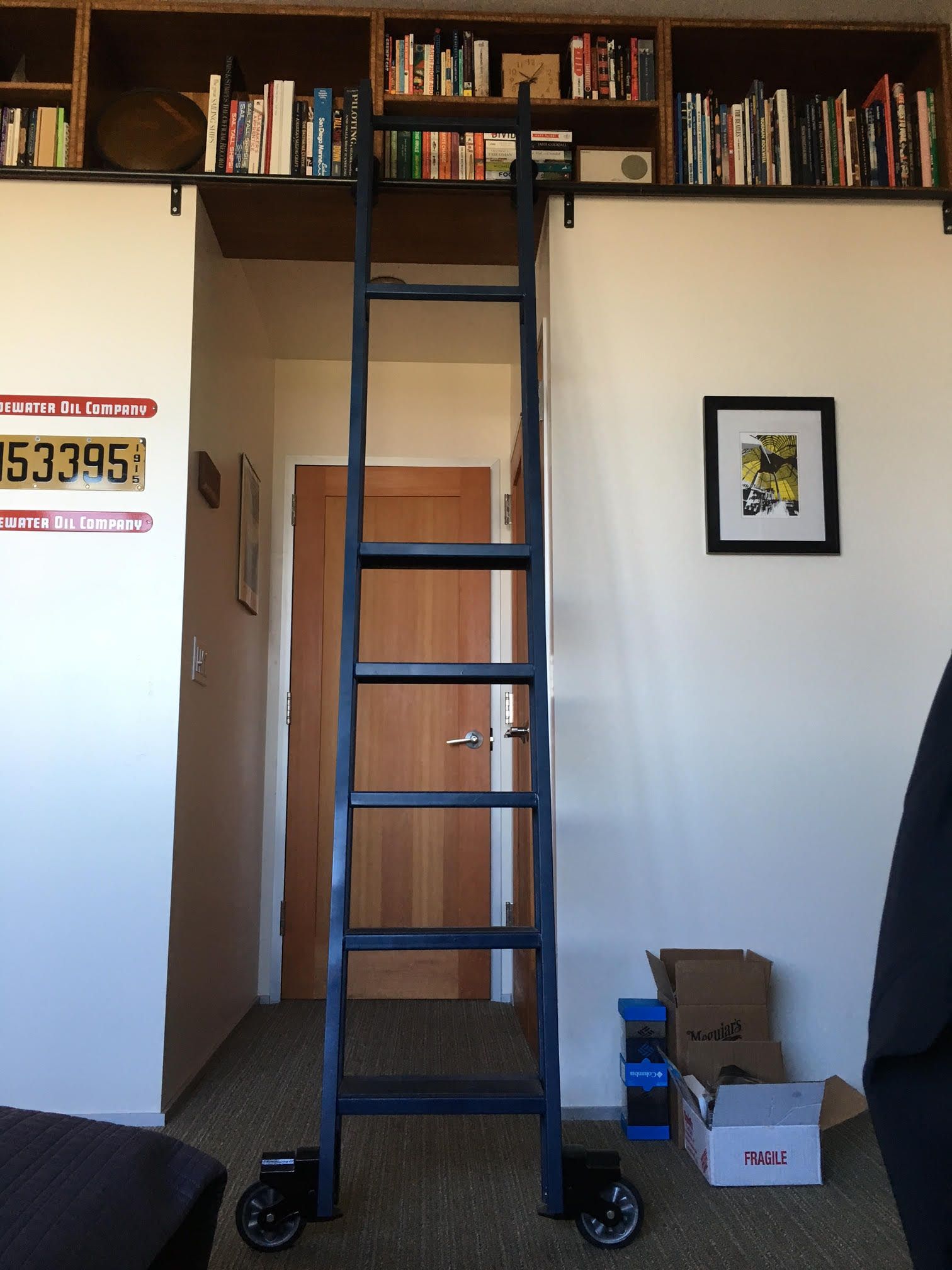 Ceiling Bookshelf With Library Ladder : 3 Steps (with Pictures ...