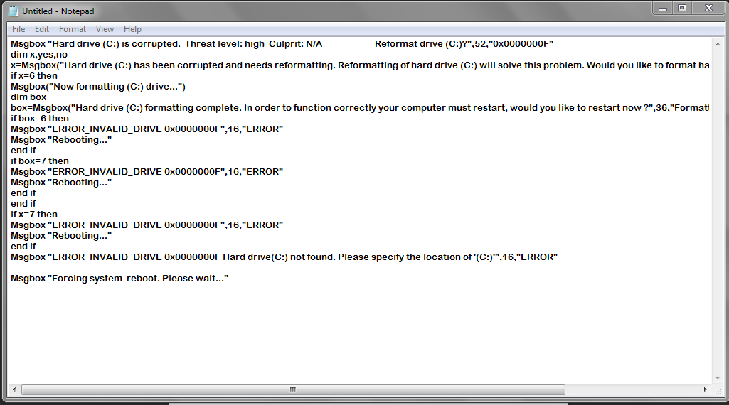 VBS File (C:) Drive Prank! Corrupted (C:) Drive : 5 Steps - Instructables