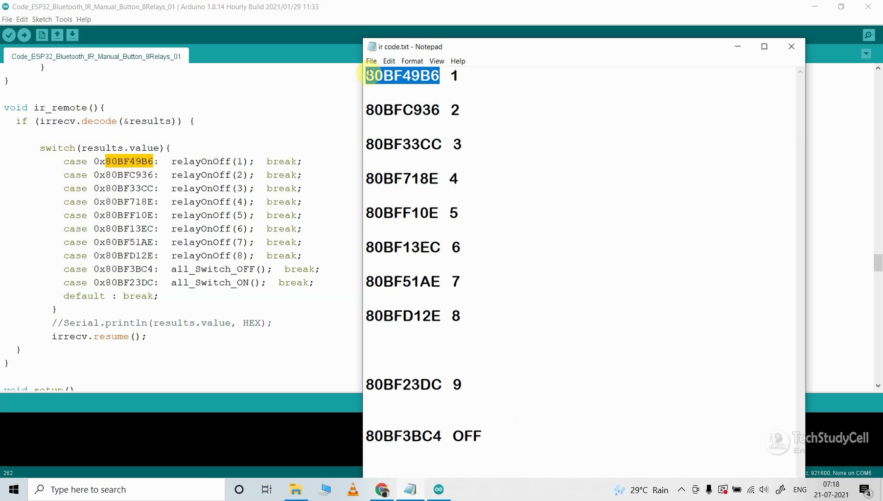 Esp32 Bluetooth Home Automation With Ir Remote Control Relay Esp32 Projects 2021 17 Steps 9601