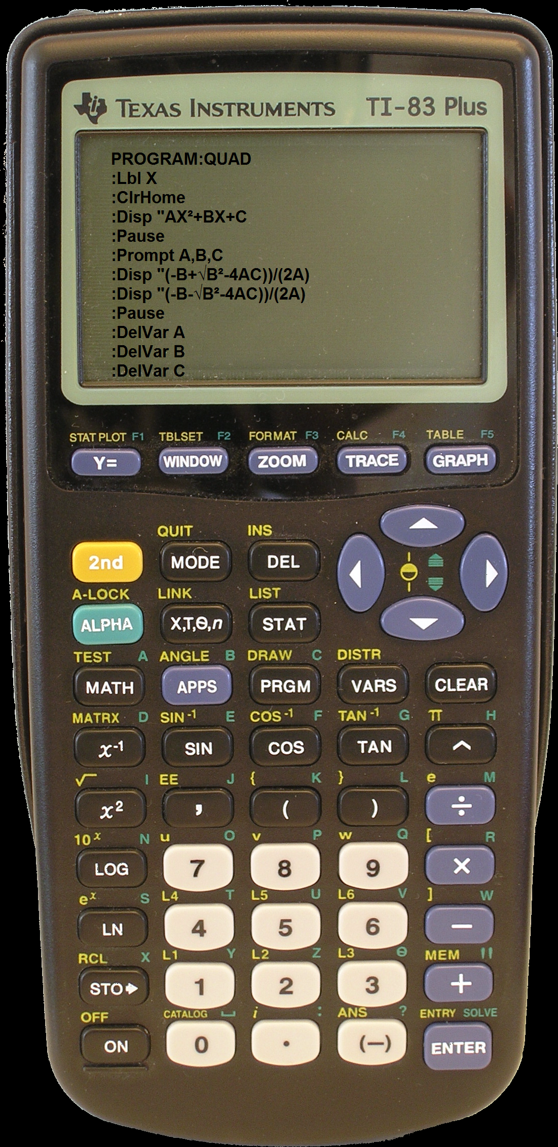 Quadratic Formula on TI-83 : 6 Steps - Instructables