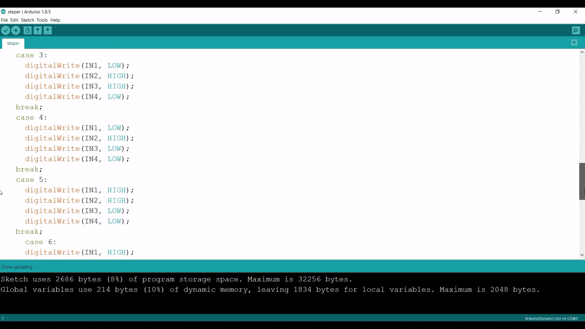 Arduino Tutorial - Stepper Motor Control With Driver ULN 2003 : 5 Steps ...