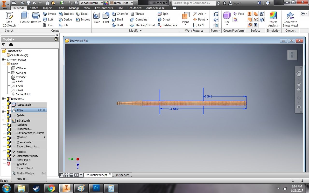 Designing and 3D Printing Drumsticks in AutoDesk Inventor : 26 Steps (with Pictures) - Instructables