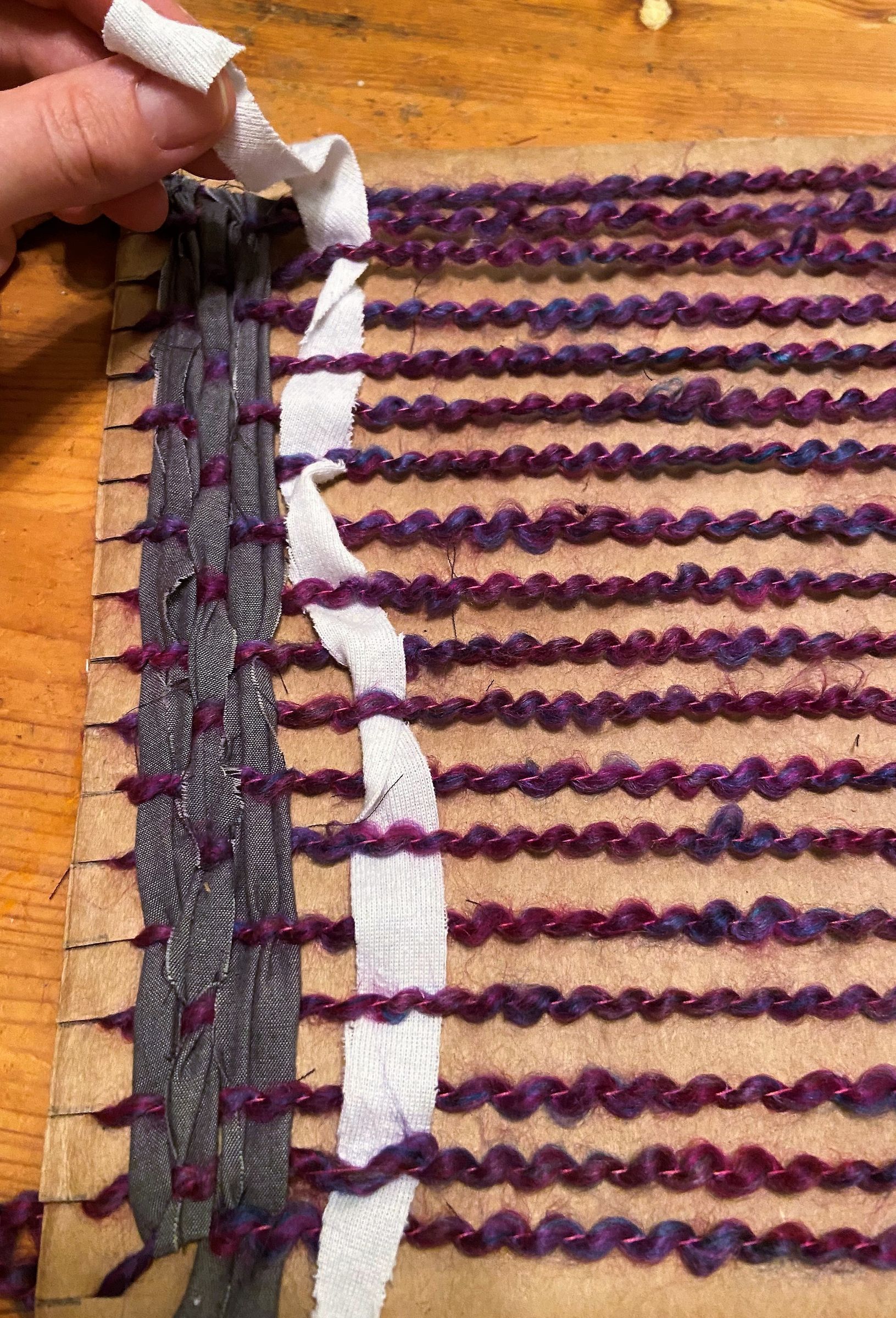 Weaving on a Cardboard Loom Using Recycled Materials : 4 Steps ...