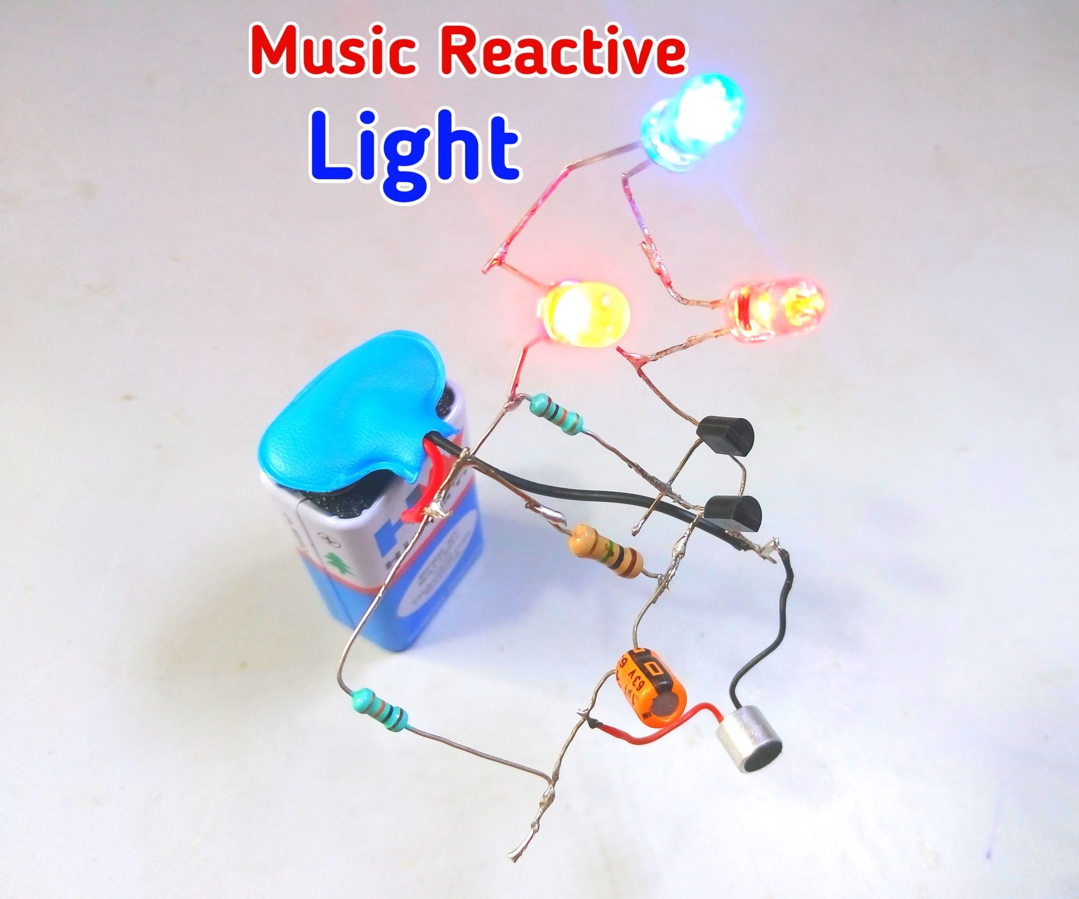 Music Reactive Light Using BC547 Transistor : 13 Steps - Instructables