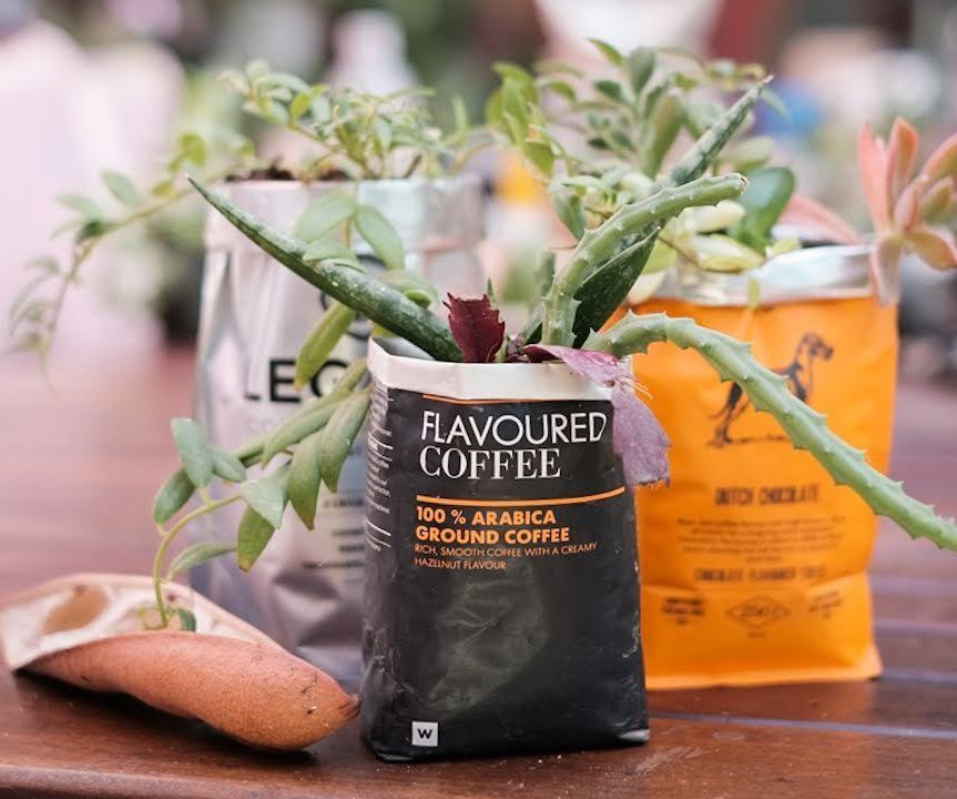 Recycle Coffee Bags Into ....table Decor...gifts... Place Markers at ...