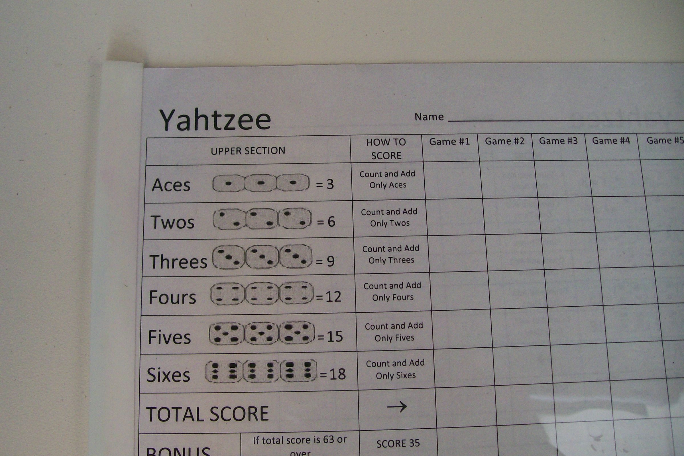 Reusable YAHTZEE Score Sheet : 6 Steps - Instructables