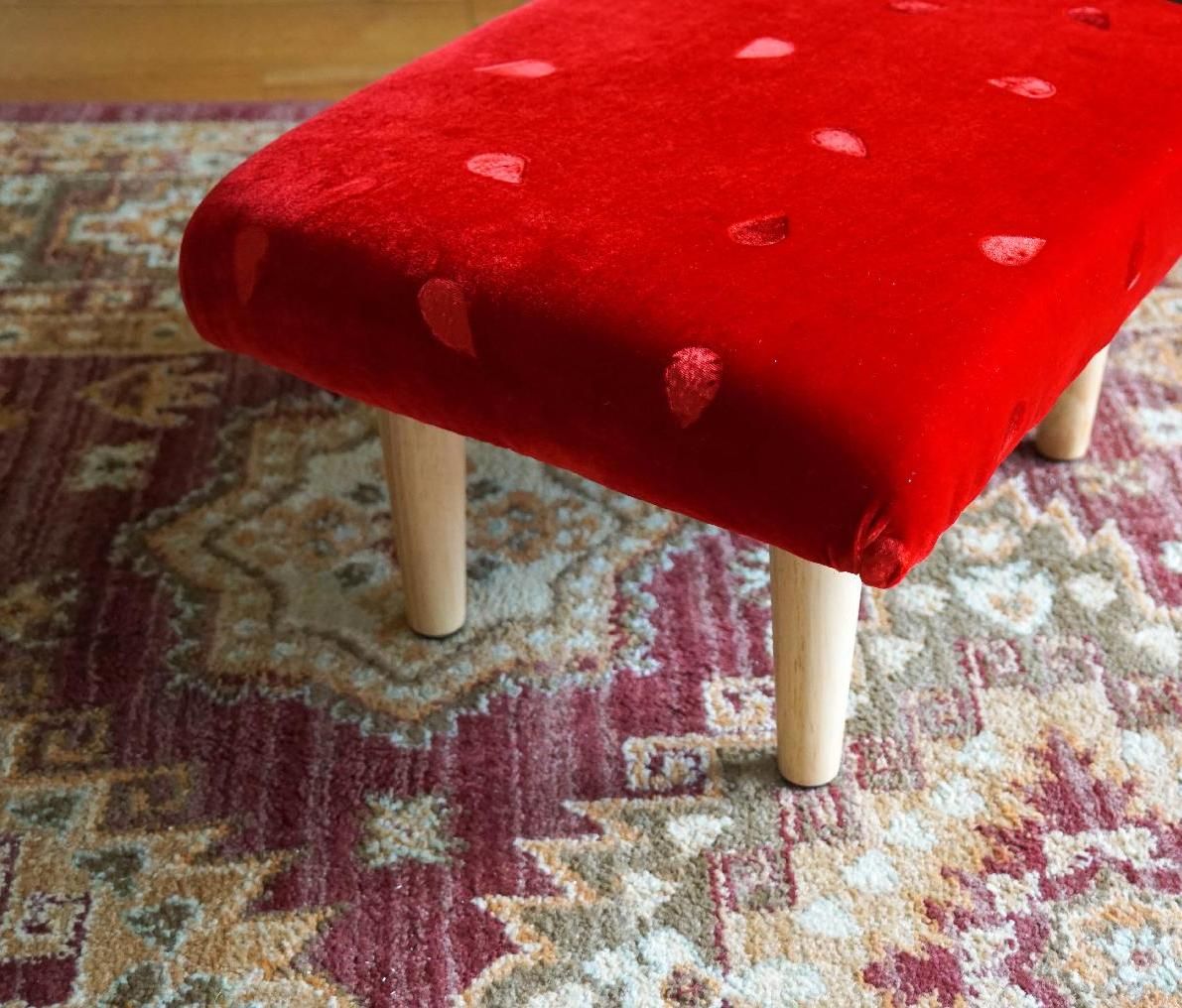 DIY Upholstered Footstool W/ an Embossed Velvet 'Strawberry' Design ...